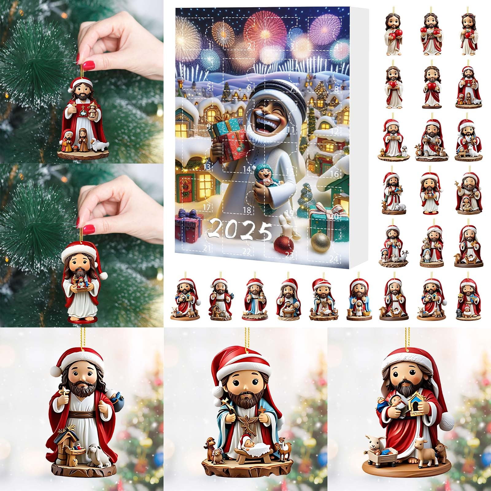 2D Acrylic Ornament Set Christmas Countdown Calendar Double Printed ...