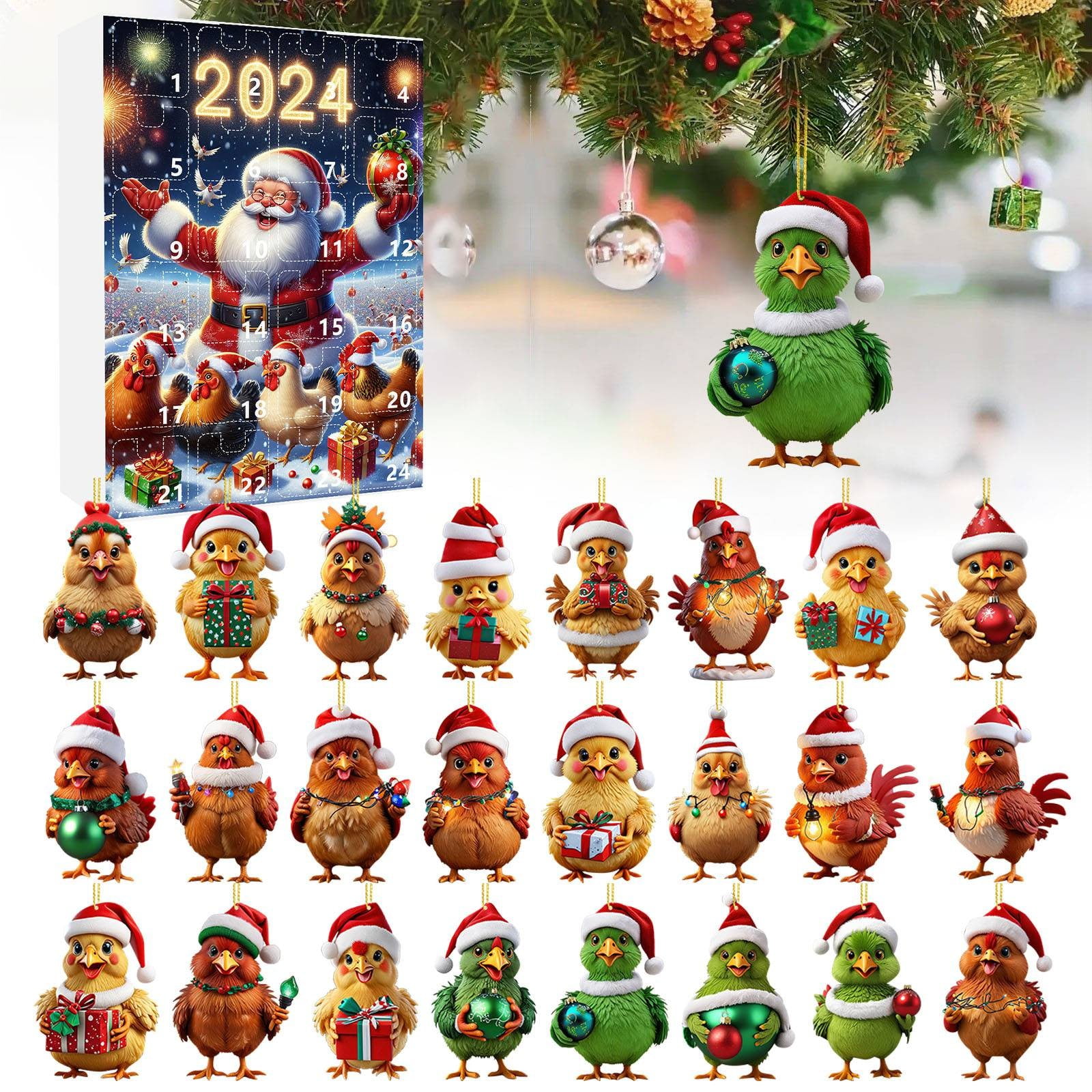 Countdown Sets 2D Christmas Chicken Home Ornaments 2024 Holiday Advent ...