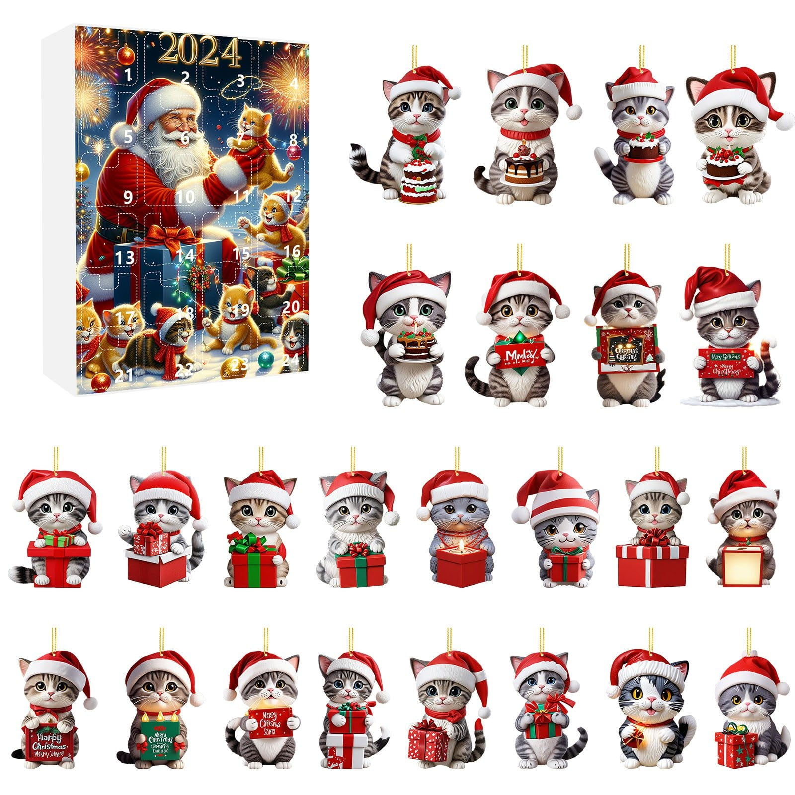 Countdown Sets 2D Christmas Home Ornaments Tree Set - 24pcs Advent ...