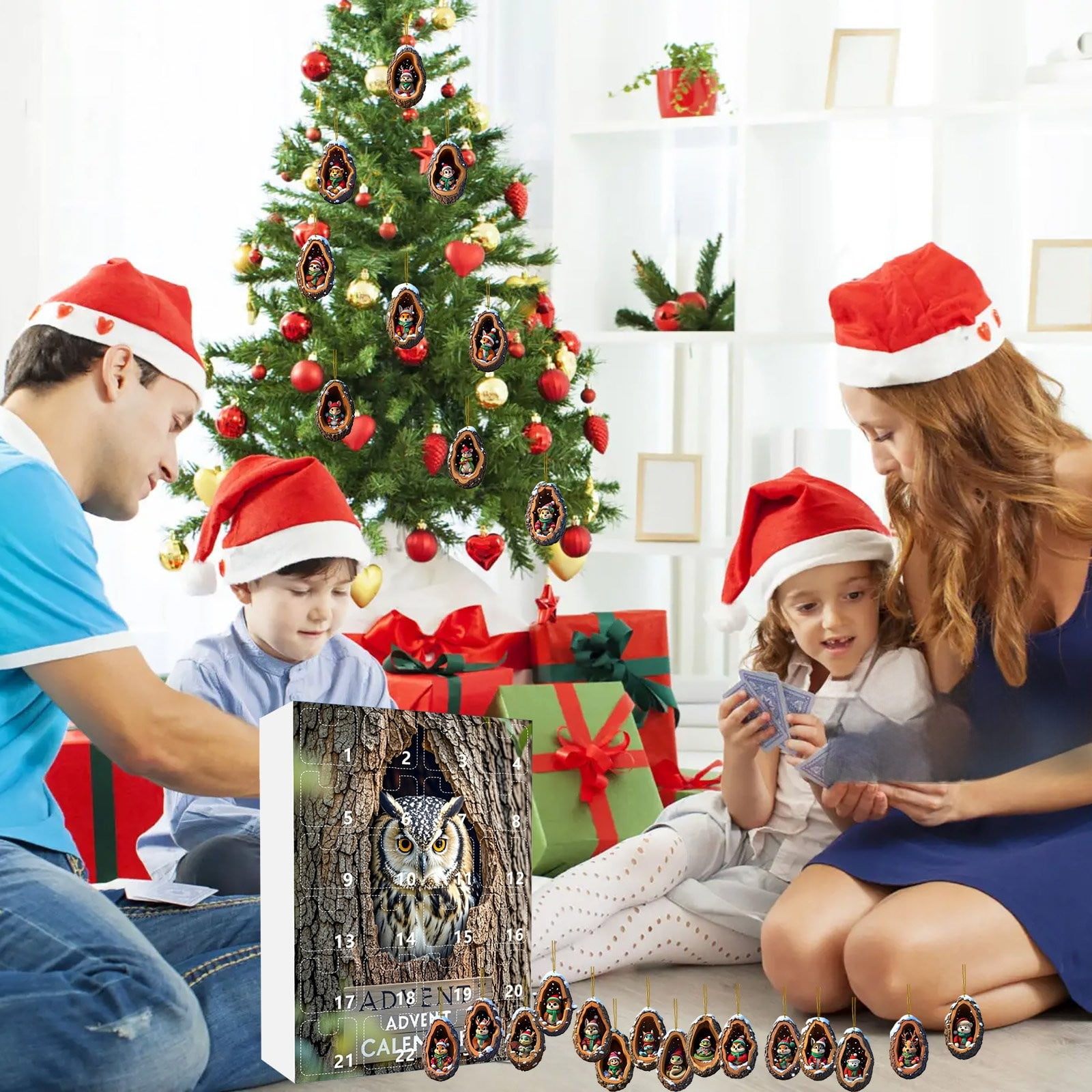 Countdown Sets 2D Christmas Owl Home Ornaments Holiday Advent Calendar ...