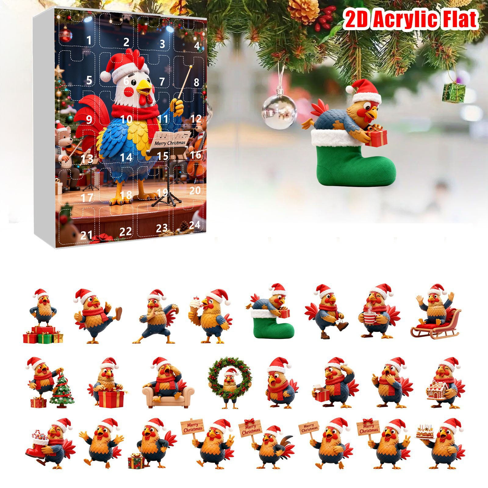 Countdown Sets Advent Calendar for Xmas with 24 Countdown Chicken ...