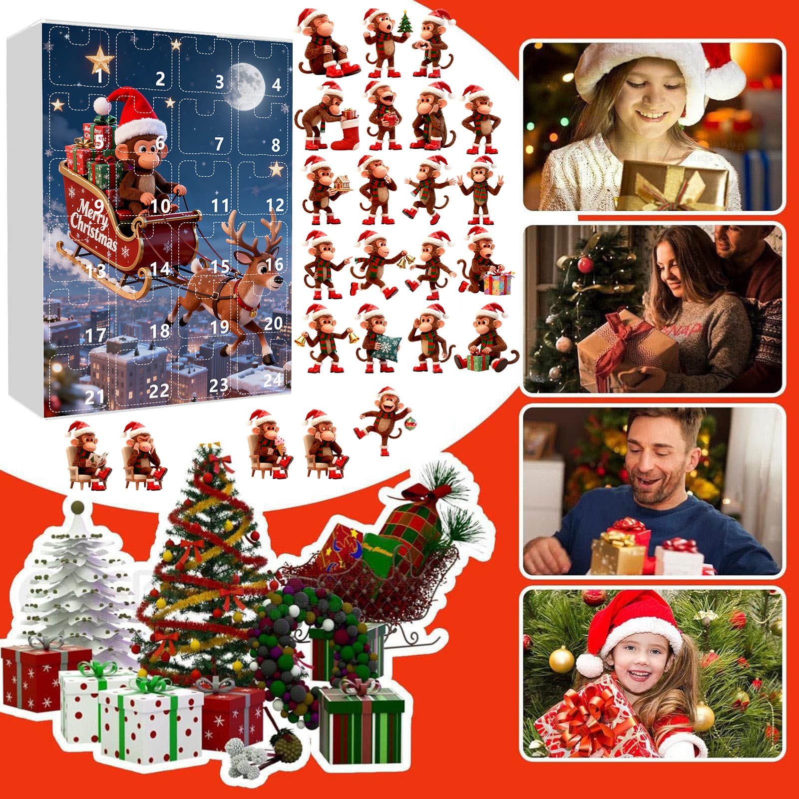 Countdown Sets Countdown Advent Calendar for Xmas - 24Pcs 2D Cartoon ...