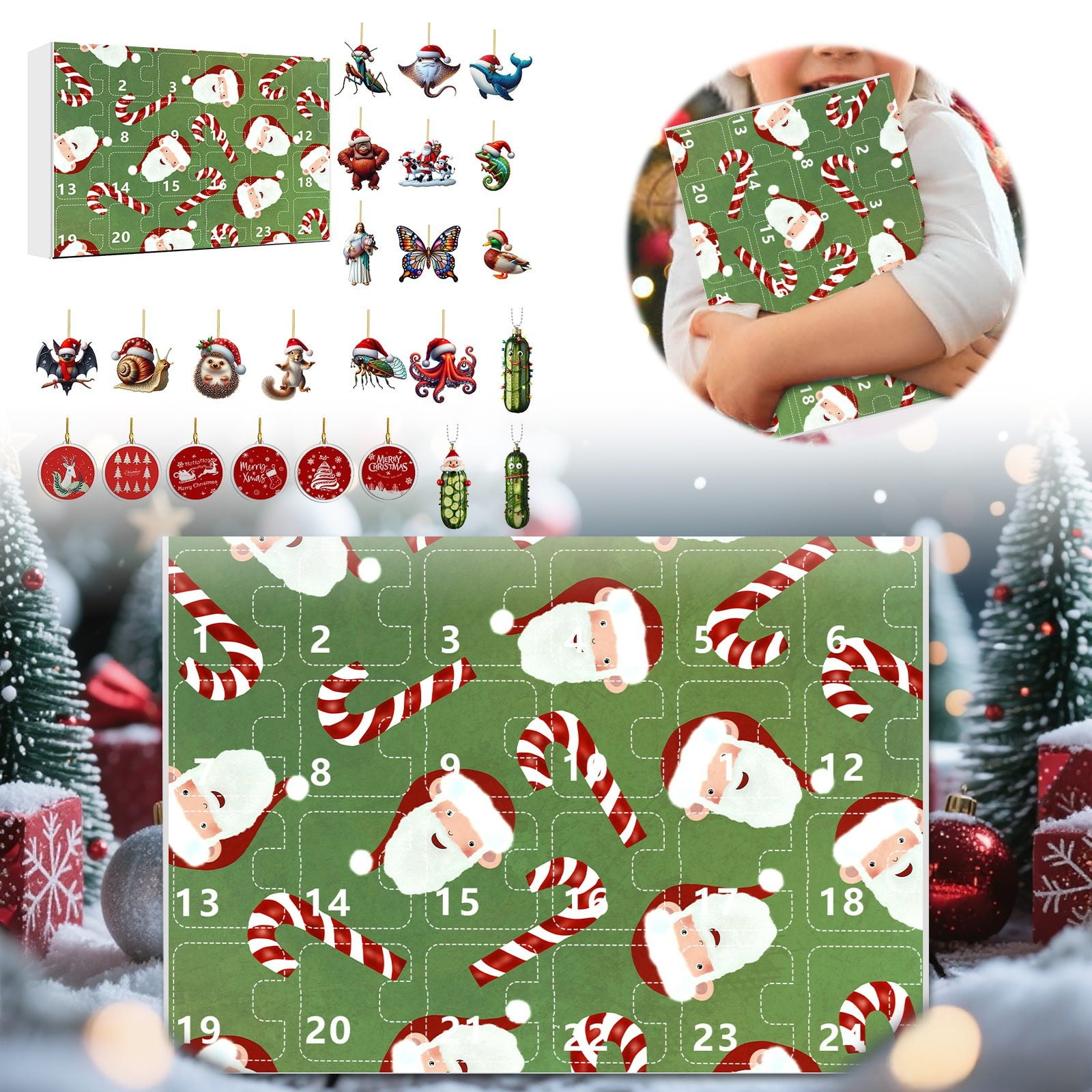 Countdown Sets Countdown Calendar for 24 Days With Holiday Hanging and ...