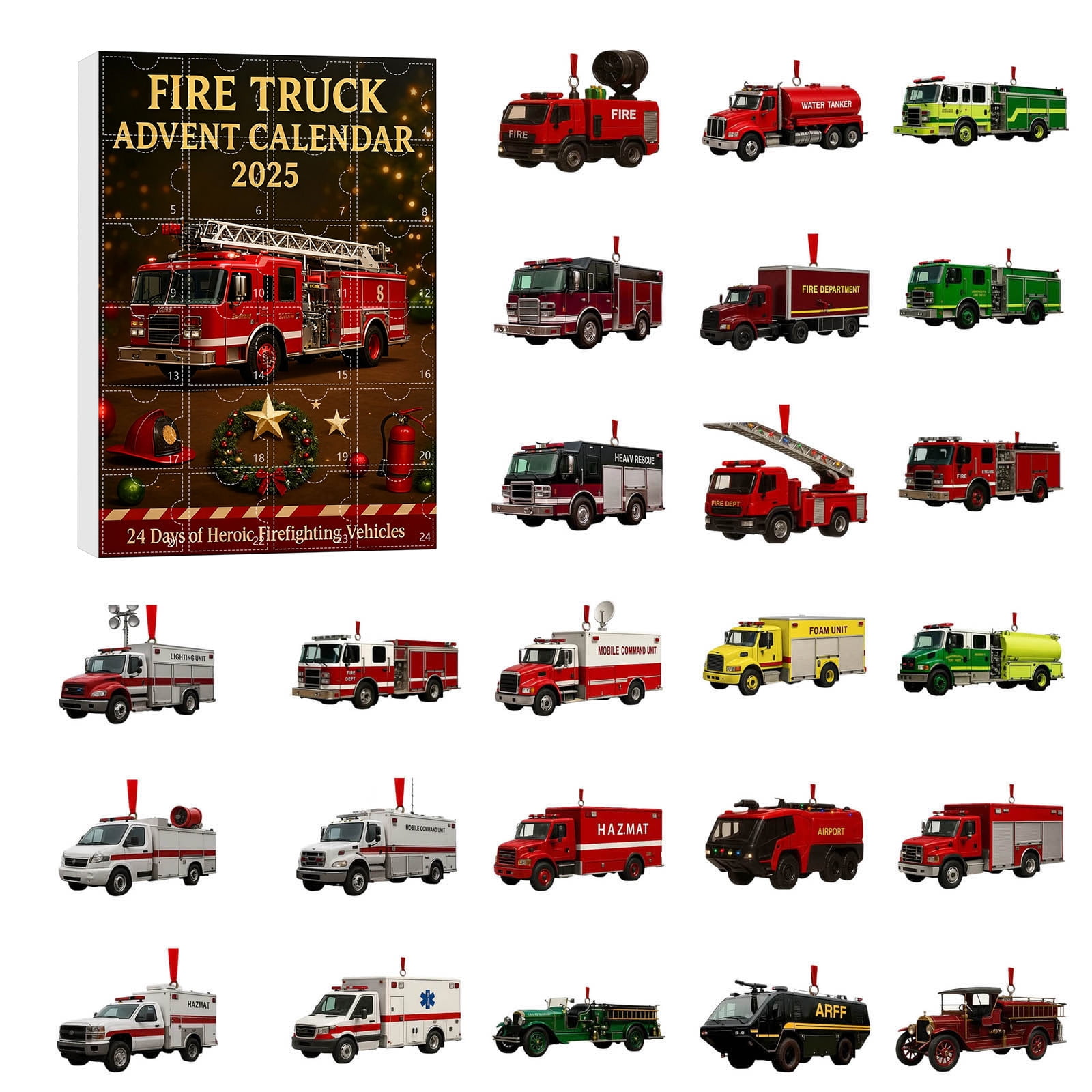 Countdown Sets Fire Truck Advent Calendar 2025 24 Days Countdown ...
