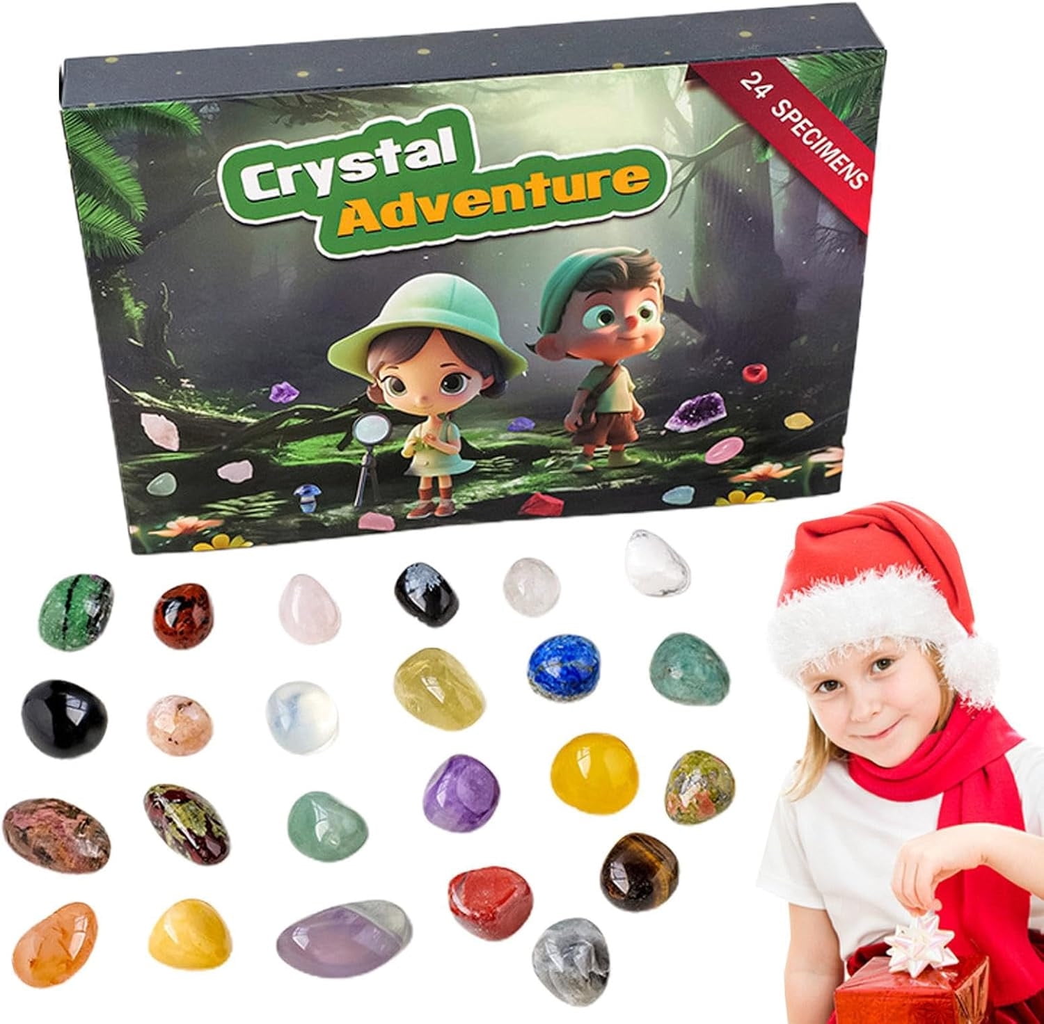 Countdown Sets Gemstone Advent Calendar - 24 Days of Natural Rocks and ...