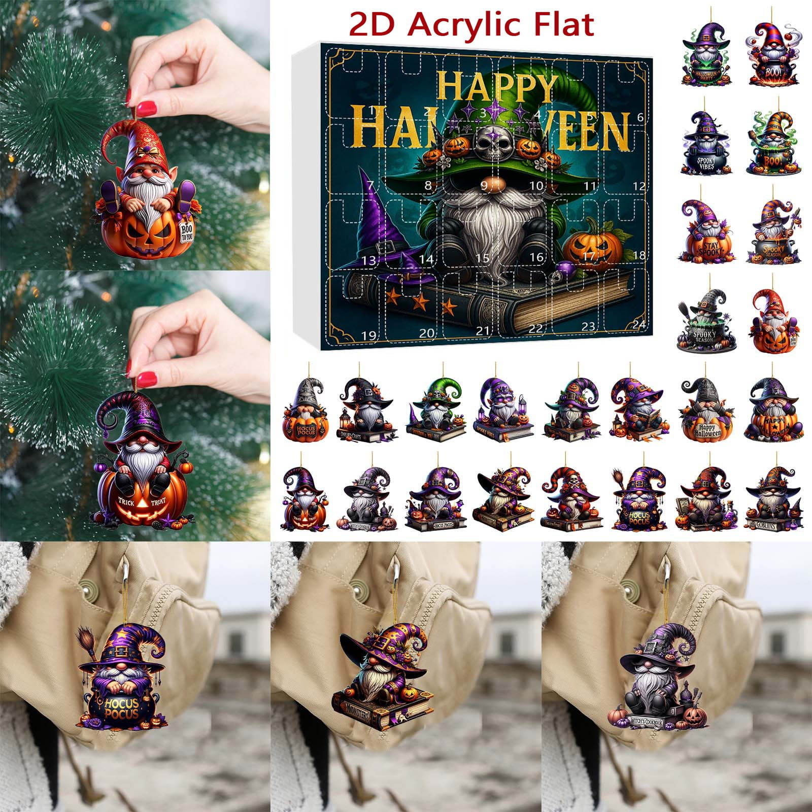 Countdown Sets Halloween 2D Ornaments Countdown Set for Indoor Outdoor ...