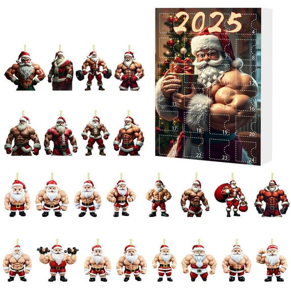 Countdown Sets for Holiday Celebrations Festive Santa Muscle Themed ...