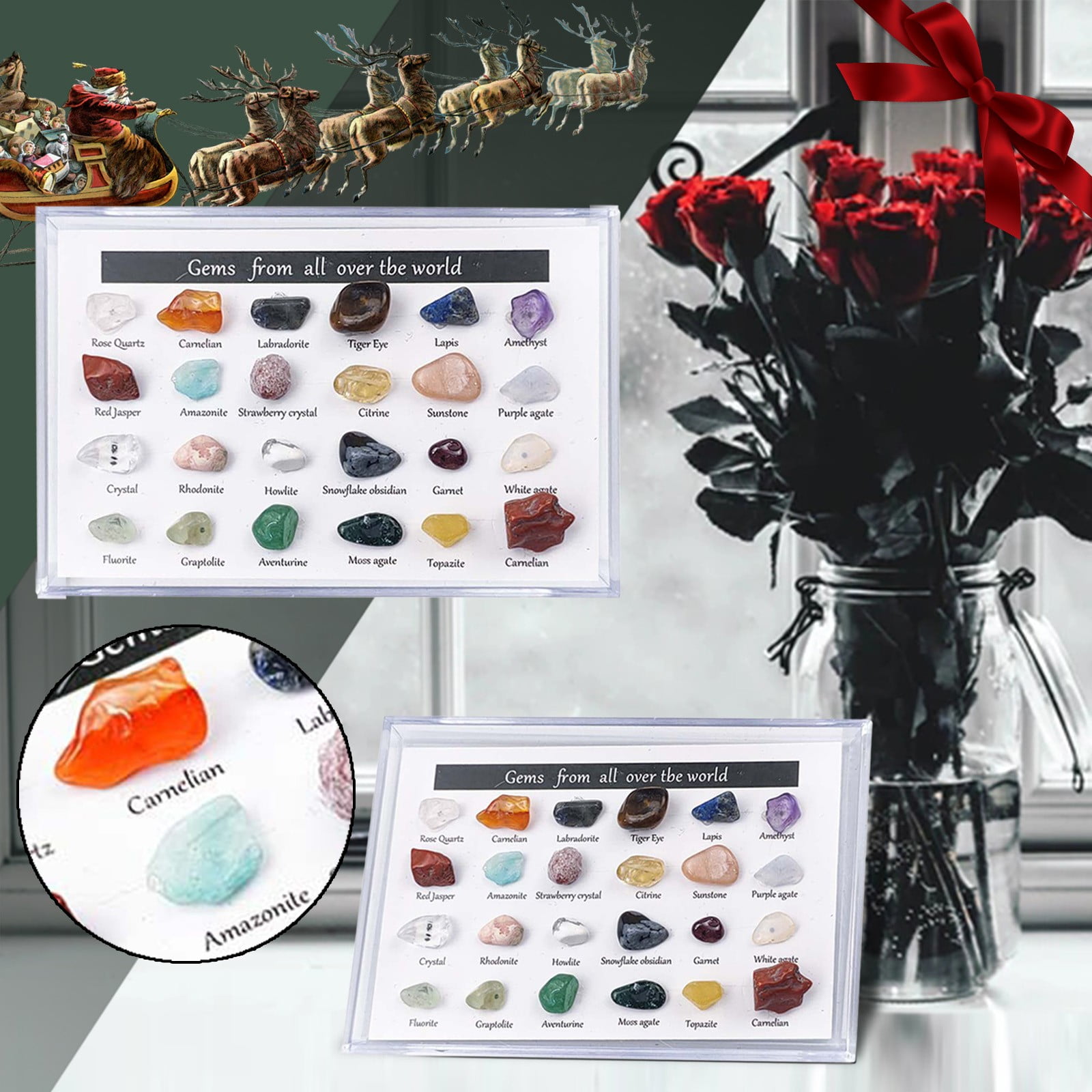 Countdown Sets Kinds Storage Stone Christmas Natural Ore 24 for Festive ...