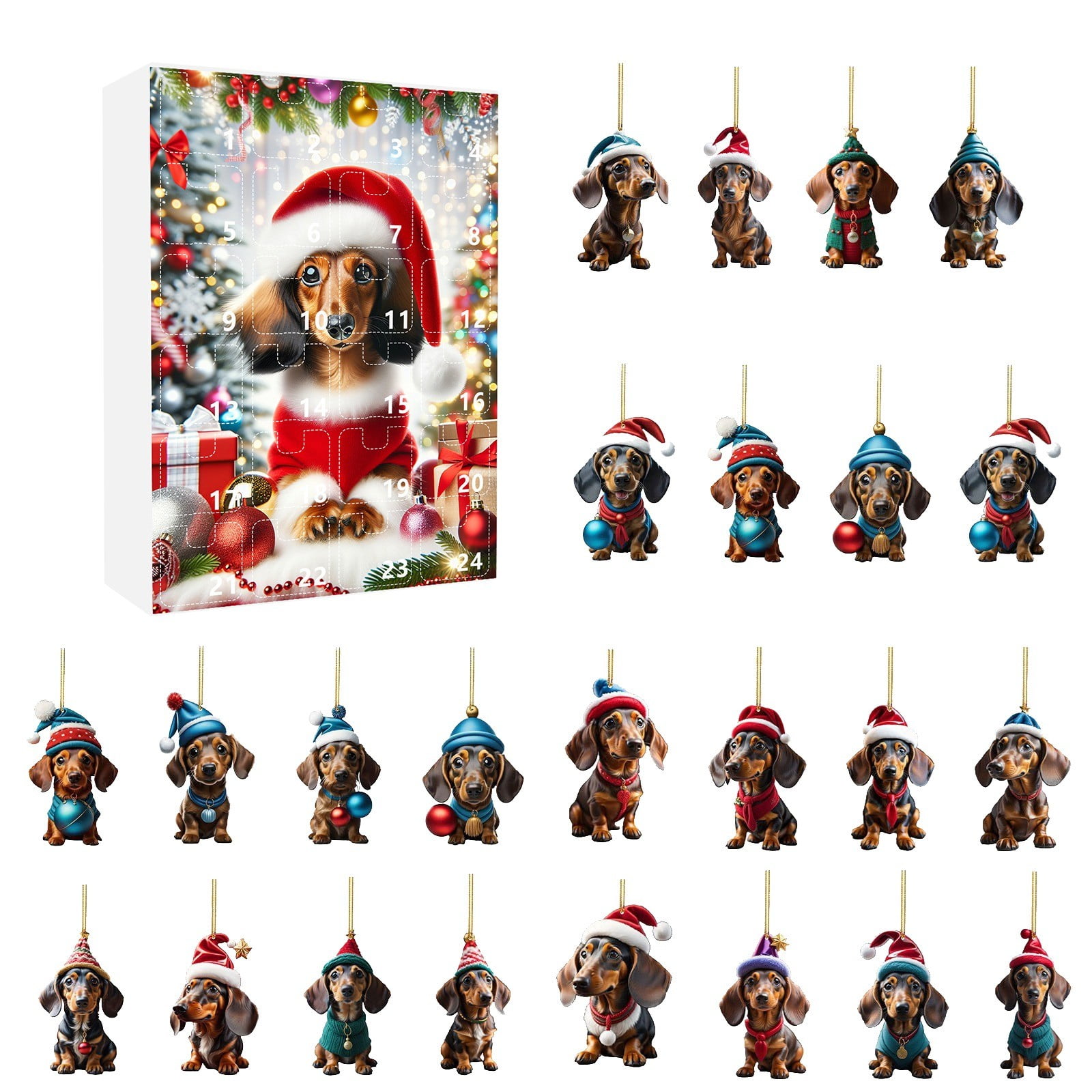 Countdown Sets for Home 2D Christmas Ornaments Advent Calendar Tree ...