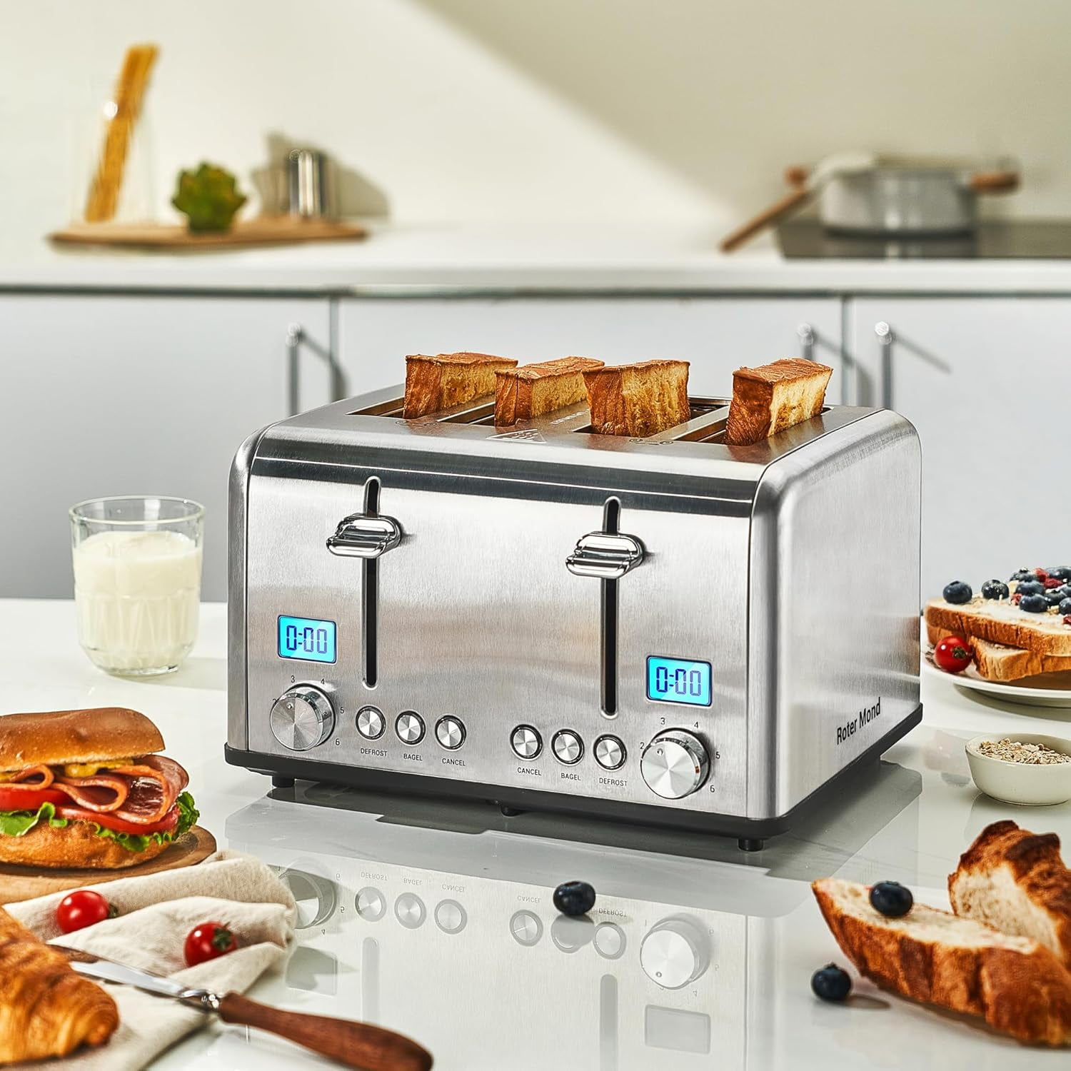 Countdown Stainless Steel 4 Slice Toaster with Bagel, Defrost, Cancel ...