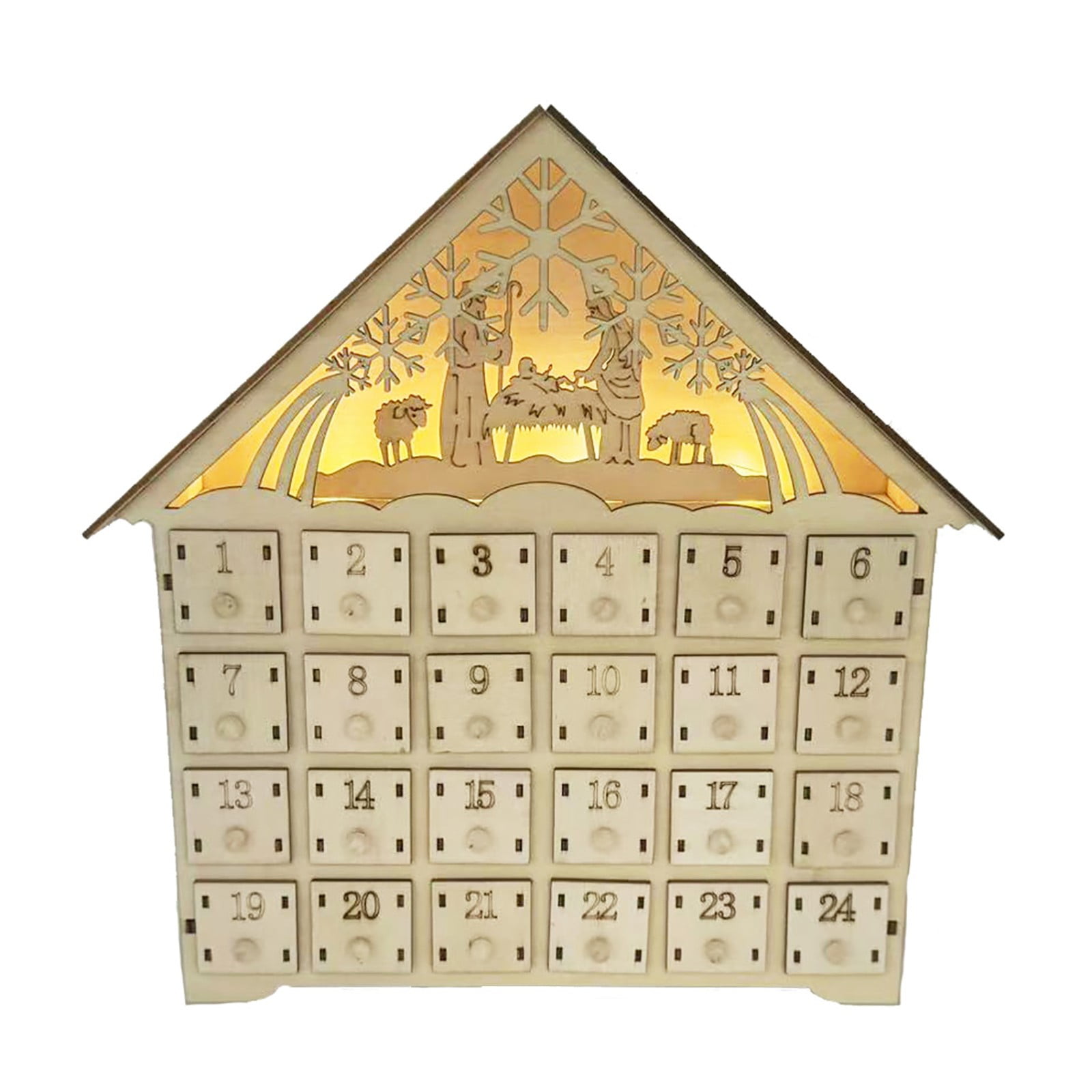 Countdown To Christmas LED Wooden Advent Calendar with 24 Drawers ...