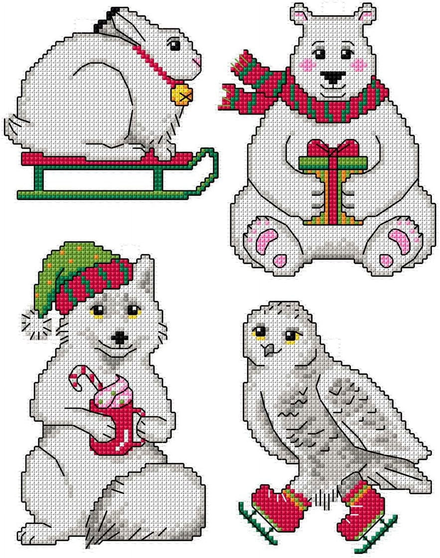 Counted Cross-Stitch Kit on Plastic Canvas with White Christmas. 4 ...