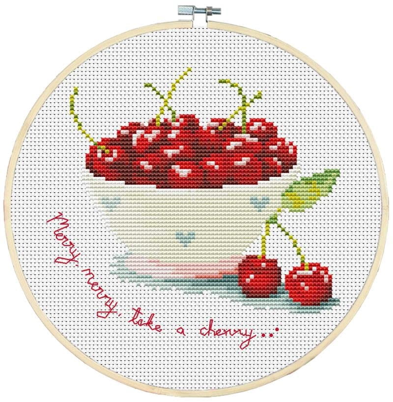 Counted Easy Cross Stitch Kits Cherry Fruits Color Stamped Embroidery ...