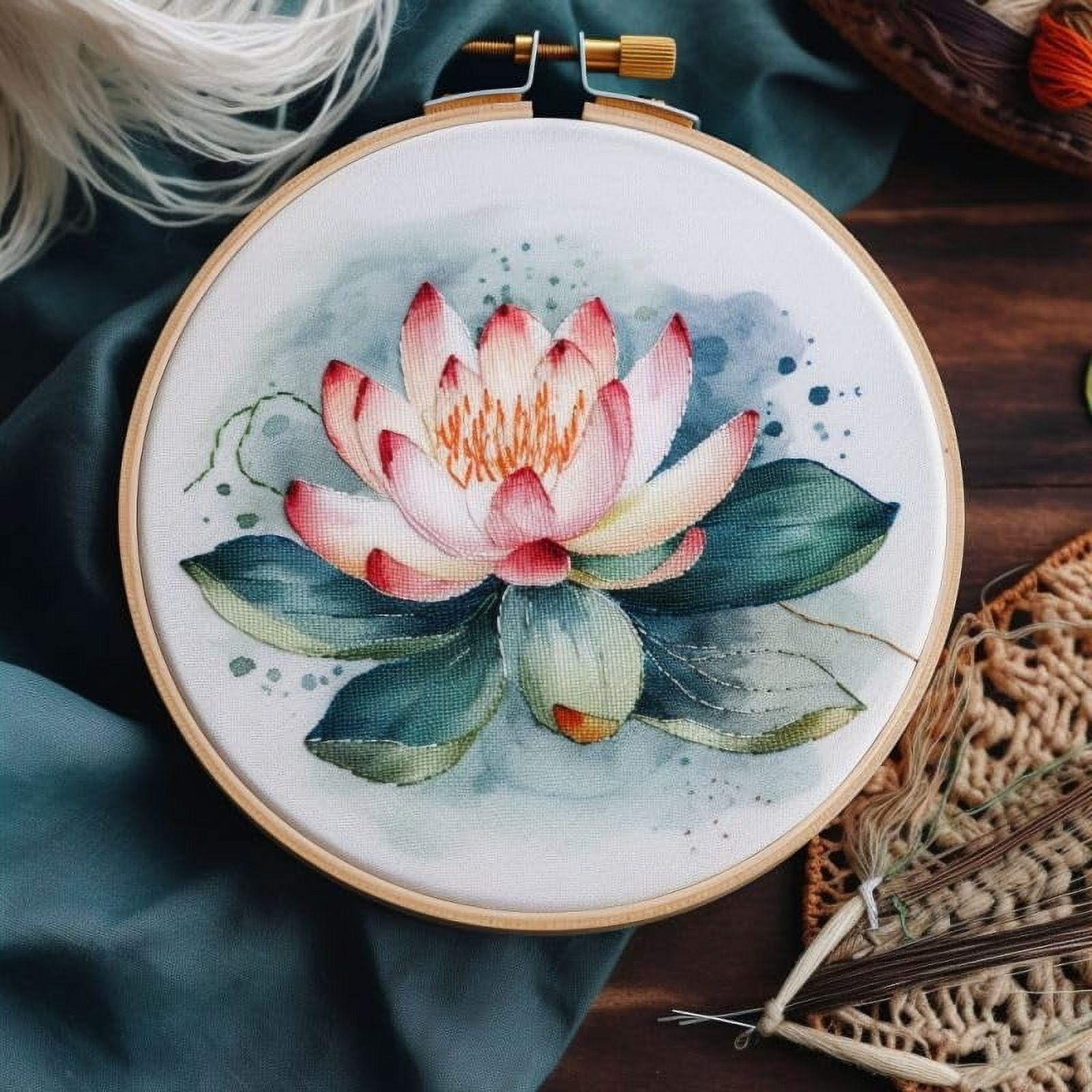 Counted Easy Cross Stitch Kits Flowers Waterlilies Color Stamped ...