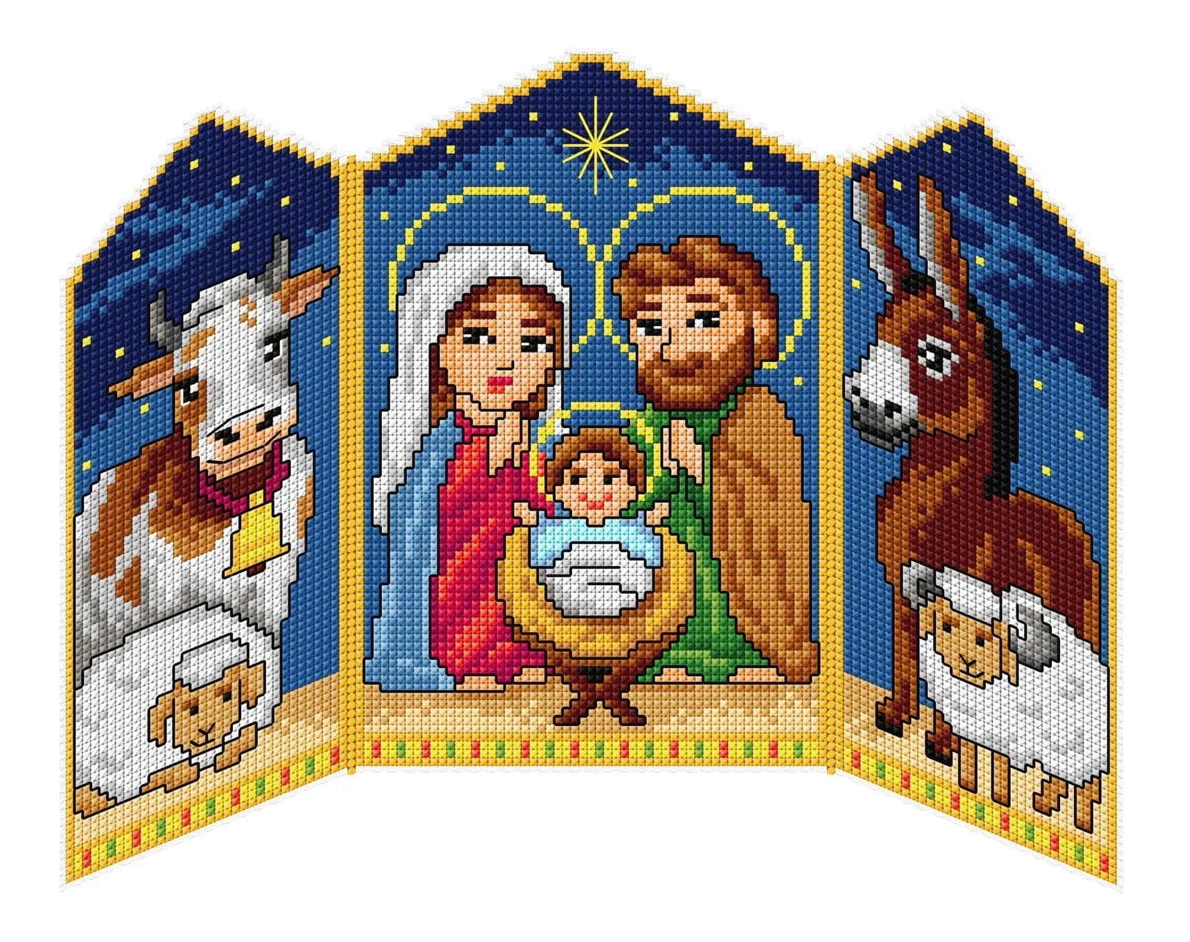 Counted cross stitch kit with plastic canvas Nativity set of 3 designs ...