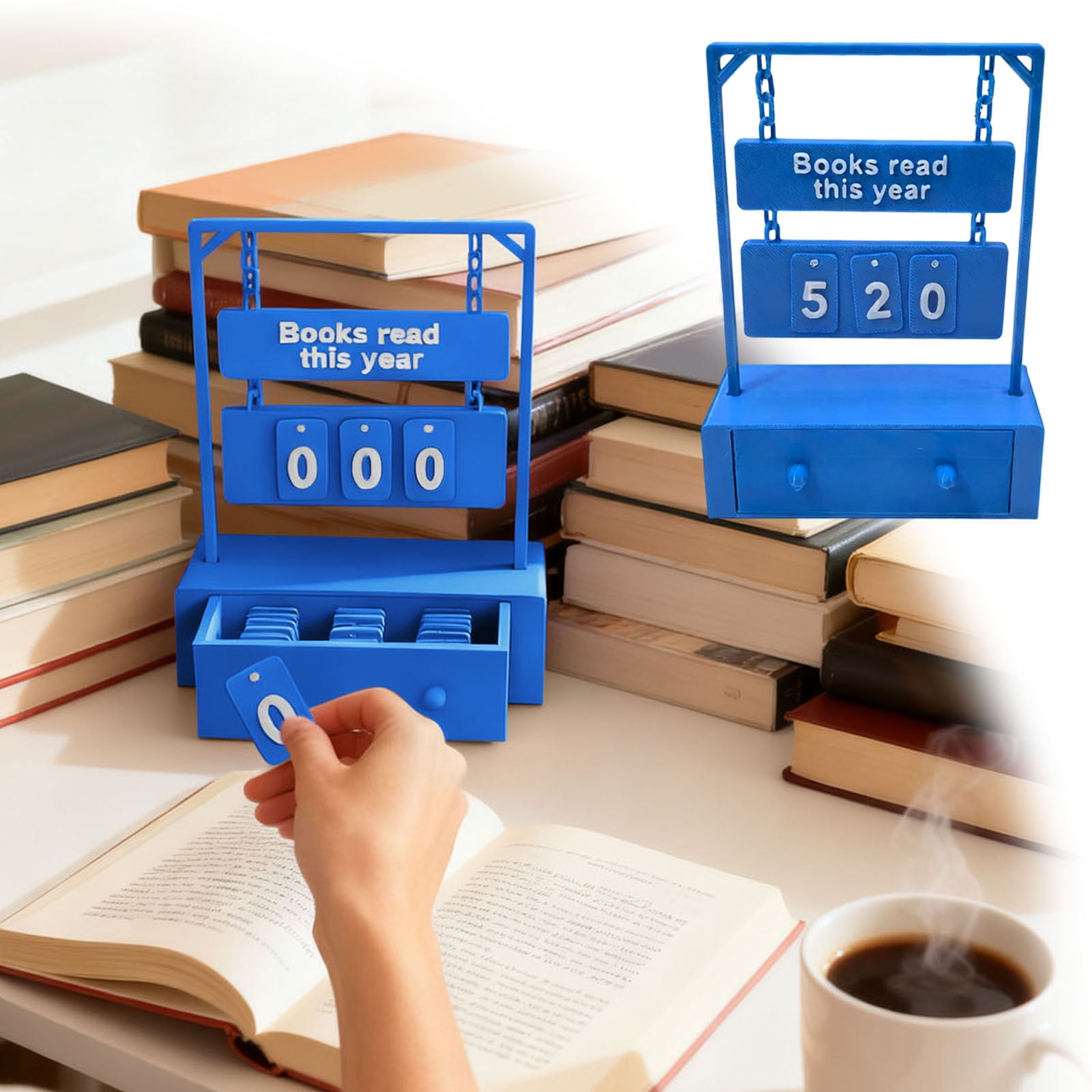 Counter 3D Printed Book Reading Shelf Sign 3D Printed Hanging Book ...