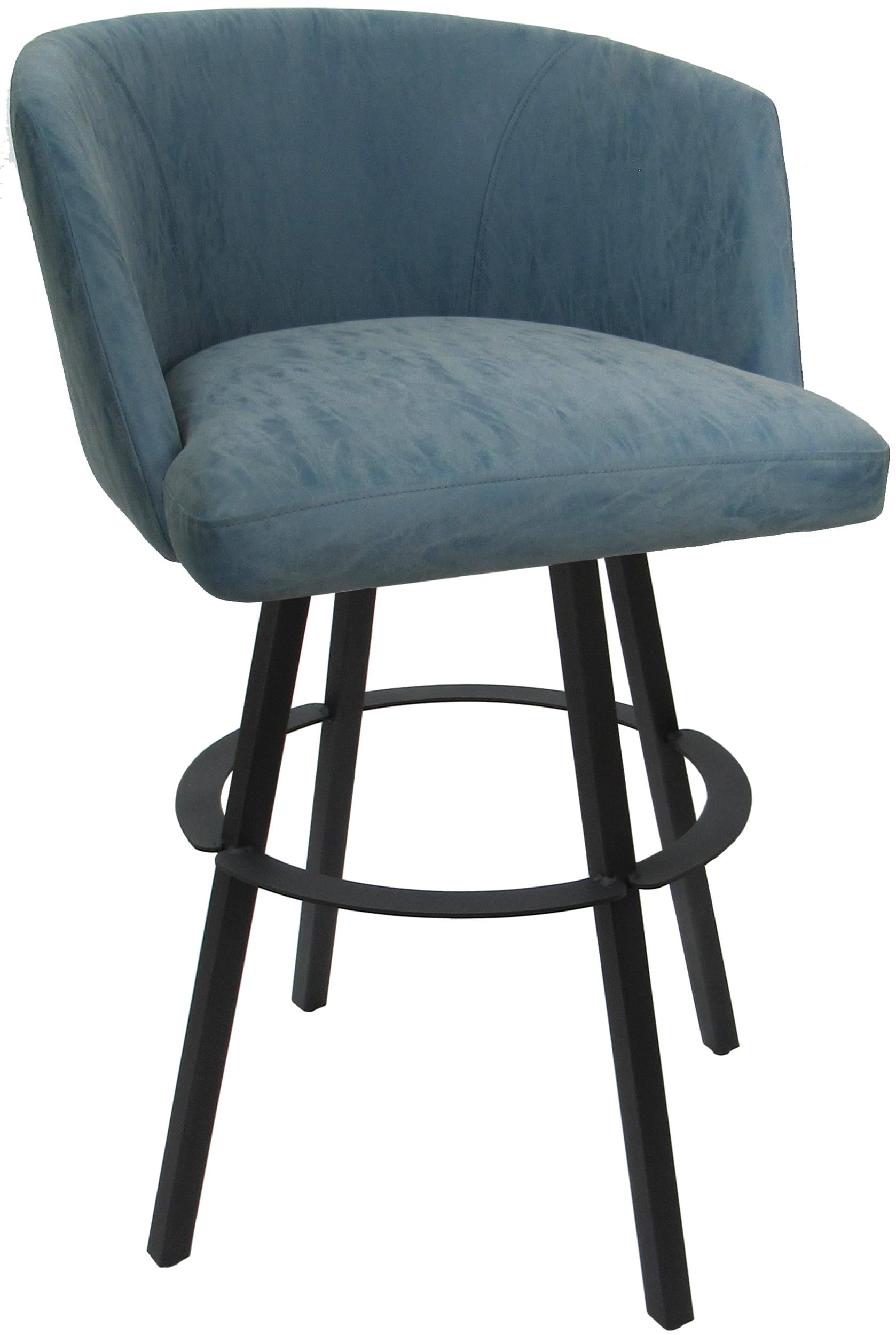 Counter Bar Stool Swivel Metal 26" Seat - Joey - Blue Vinyl - Gray ...