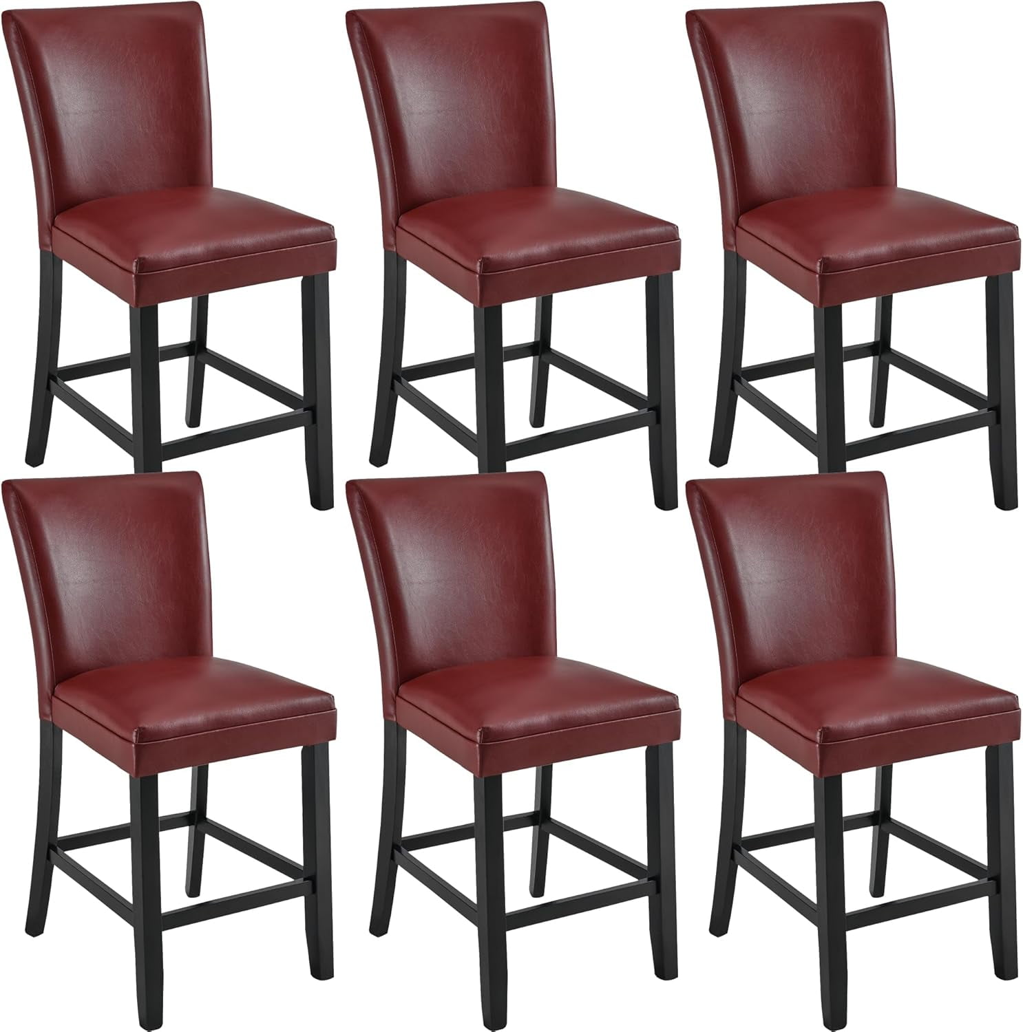 Counter Bar Stools 24 inch Seat Height Faux Leather Barstools with High ...