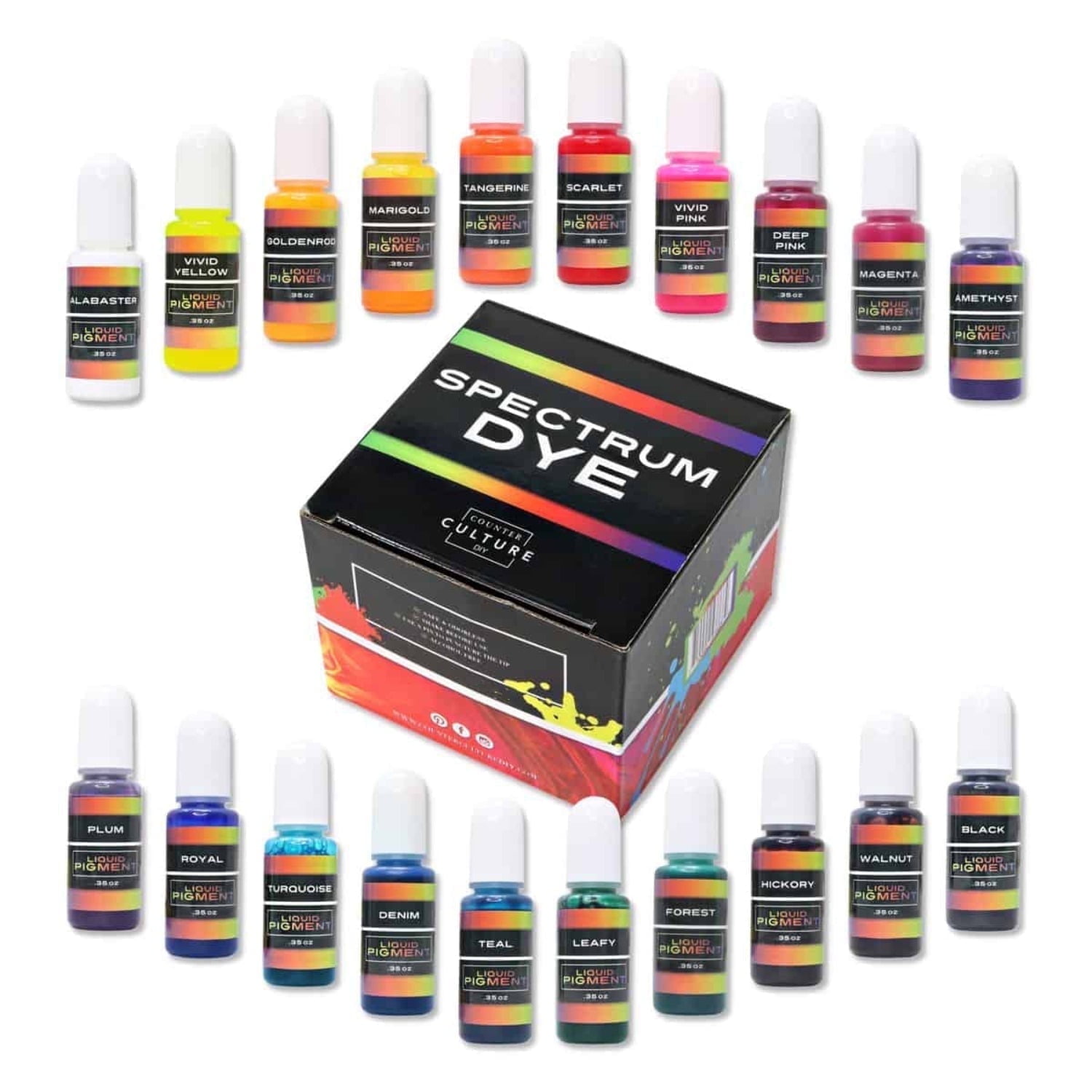Counter Culture DIY Water-Based Dye Resin Pigment Set, 20 Bottles (0.35 ...