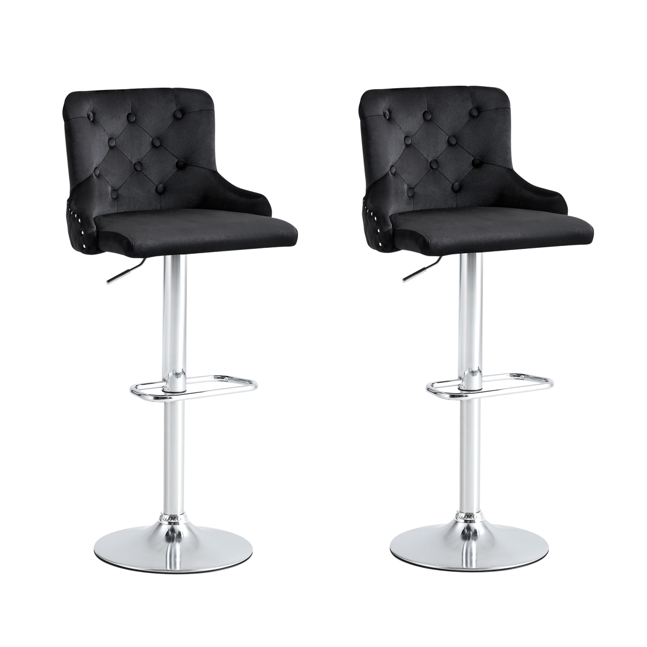 Counter Heigh Bar Stools Set of 2, Swivel Bar Stools with Tufted Back ...