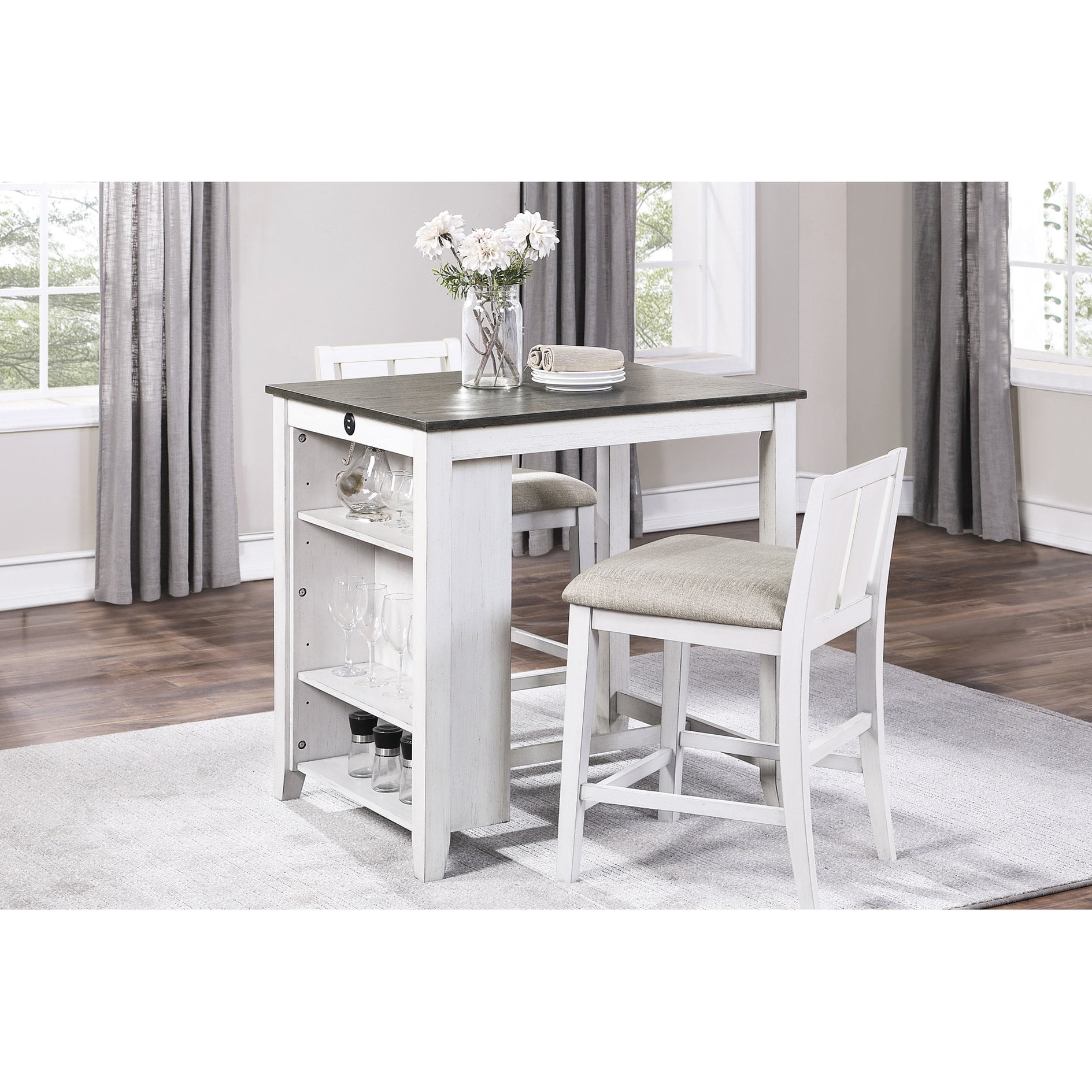 Counter Height 3-piece Dining Set | Transitional Style, Wood Material ...