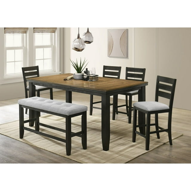 Counter Height 6pc Dining Room Set Extendable 18" Leaf Table ...