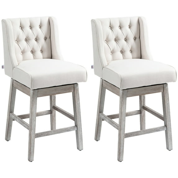 Counter Height Bar Chairs, Pair | Swivel Function for Easy Movement | Distressed Solid Wood Legs ...