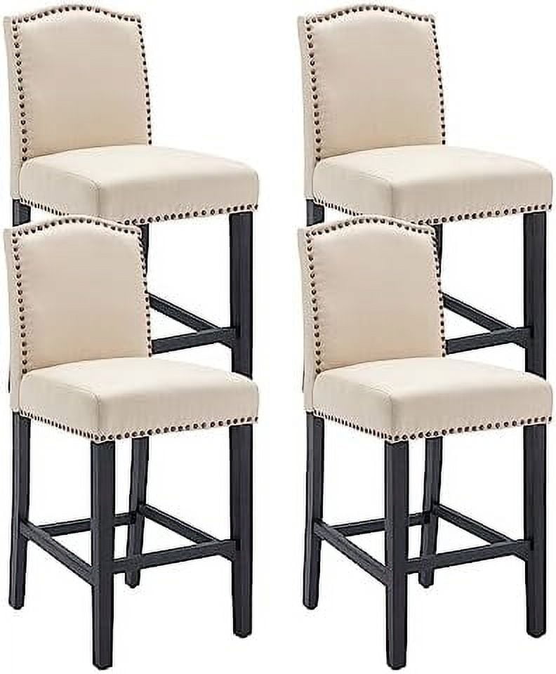 Counter Height Bar Stool 26 Inches Upholstered High Back Barstool with ...