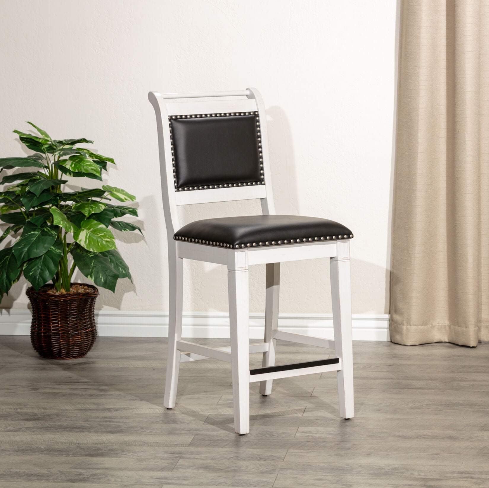 Counter Height Bar Stool, Farmhouse 24” Solid Wood High Dining Chair ...