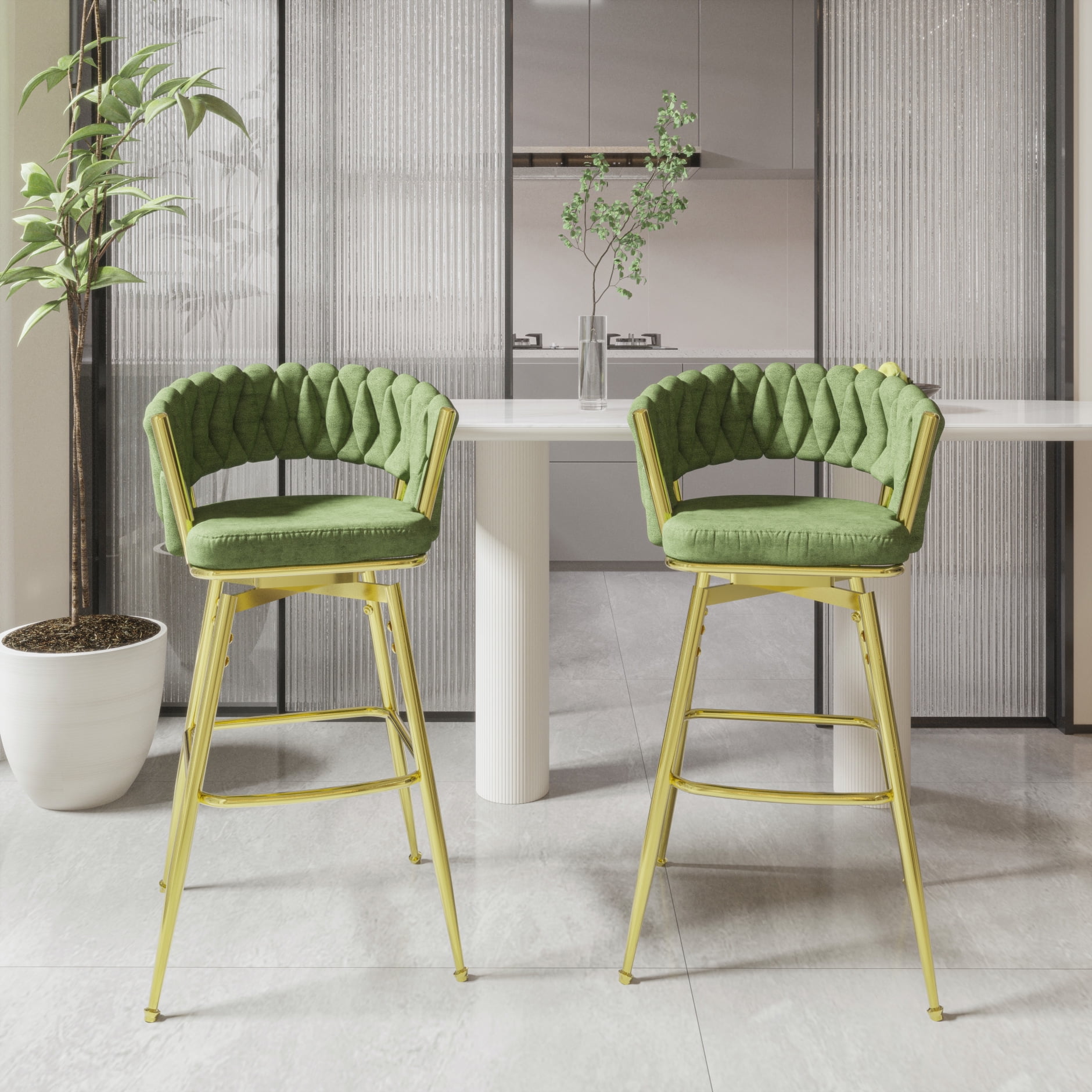 Counter Height Bar Stool Set of 2, 360 Degree Swivel Bar Chair with ...