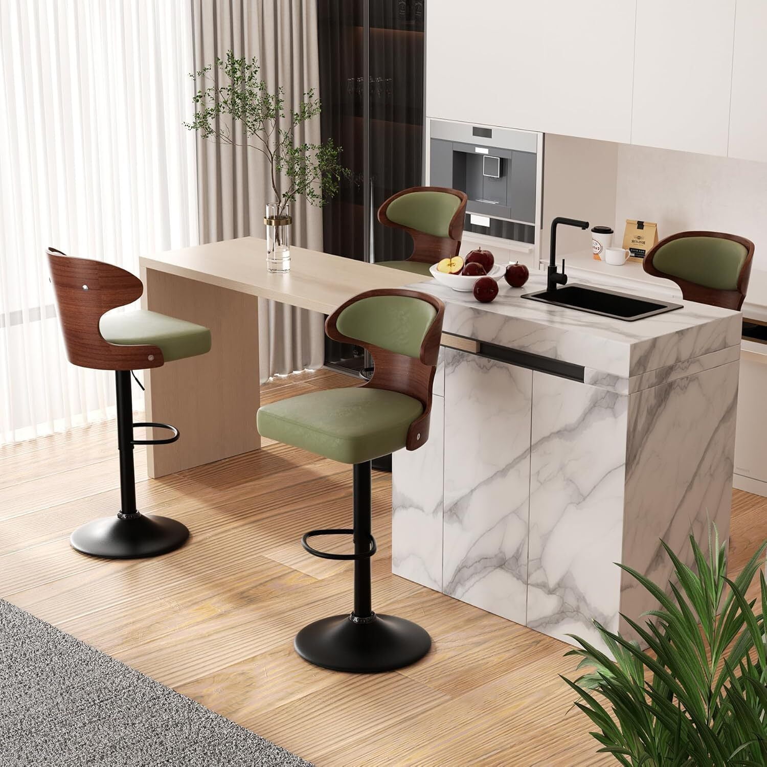 Counter Height Bar Stool Set of 2 Barstools Modern Swivel Bar Stool ...