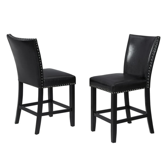 Counter Height Bar Stools / 2 - Piece Set, PU Upholstered with Chrome ...