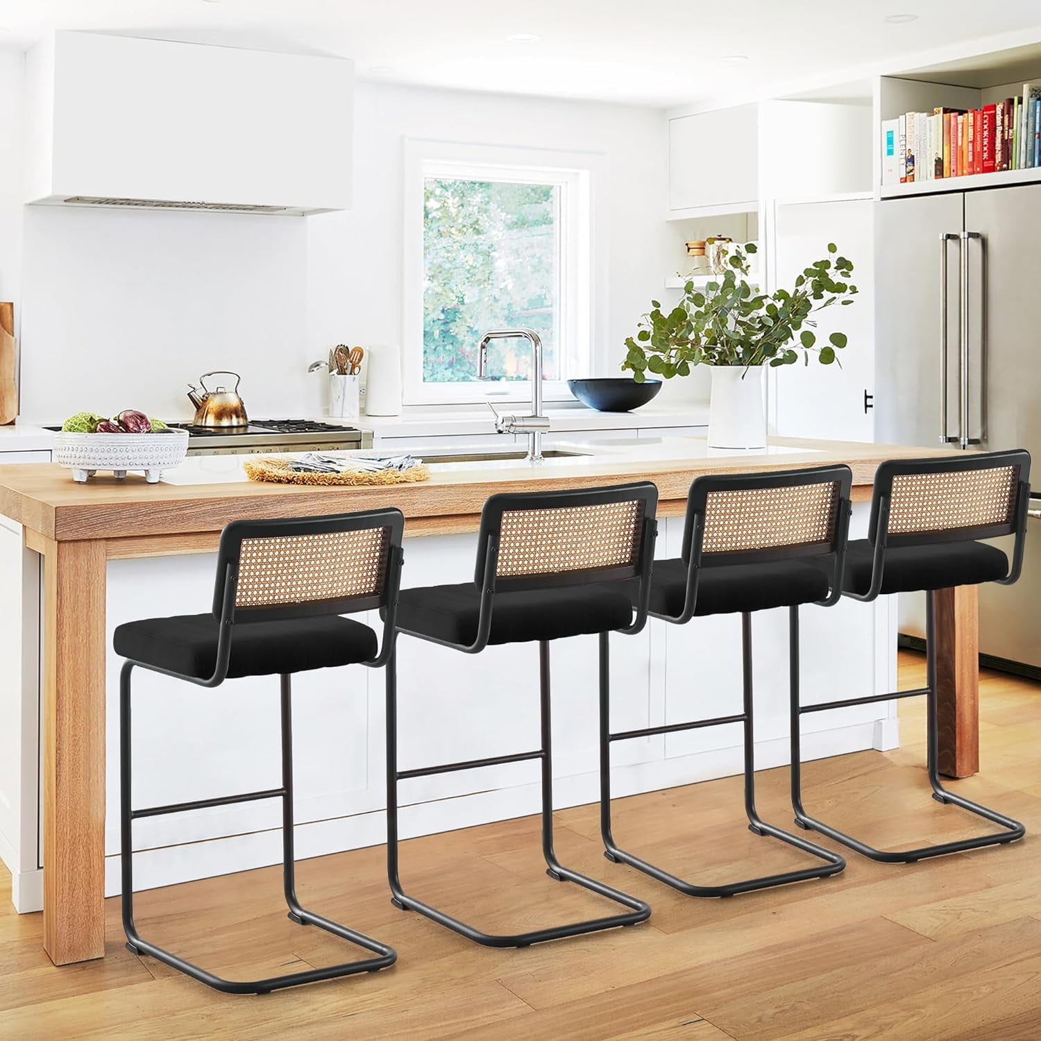 Counter Height Bar Stools 26" Counter Stool Velvet Upholstered Barstool ...