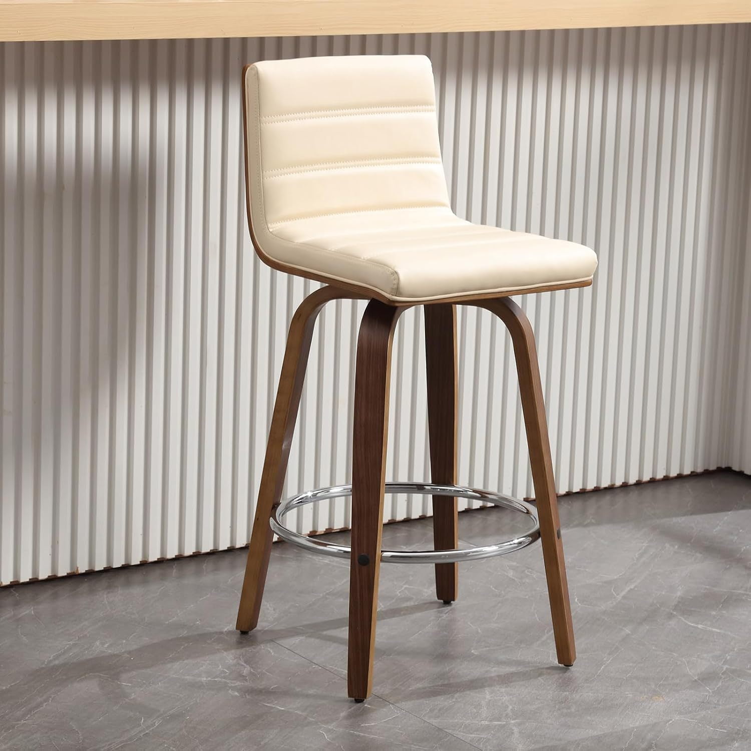 Counter Height Bar Stools, 26" Swivel PU Leather Counter Stools with L ...