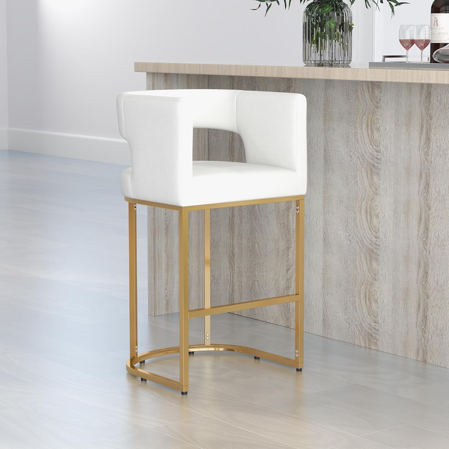 Counter Height Bar Stools 28" H Barrel Counter Stools with Half-Moon ...