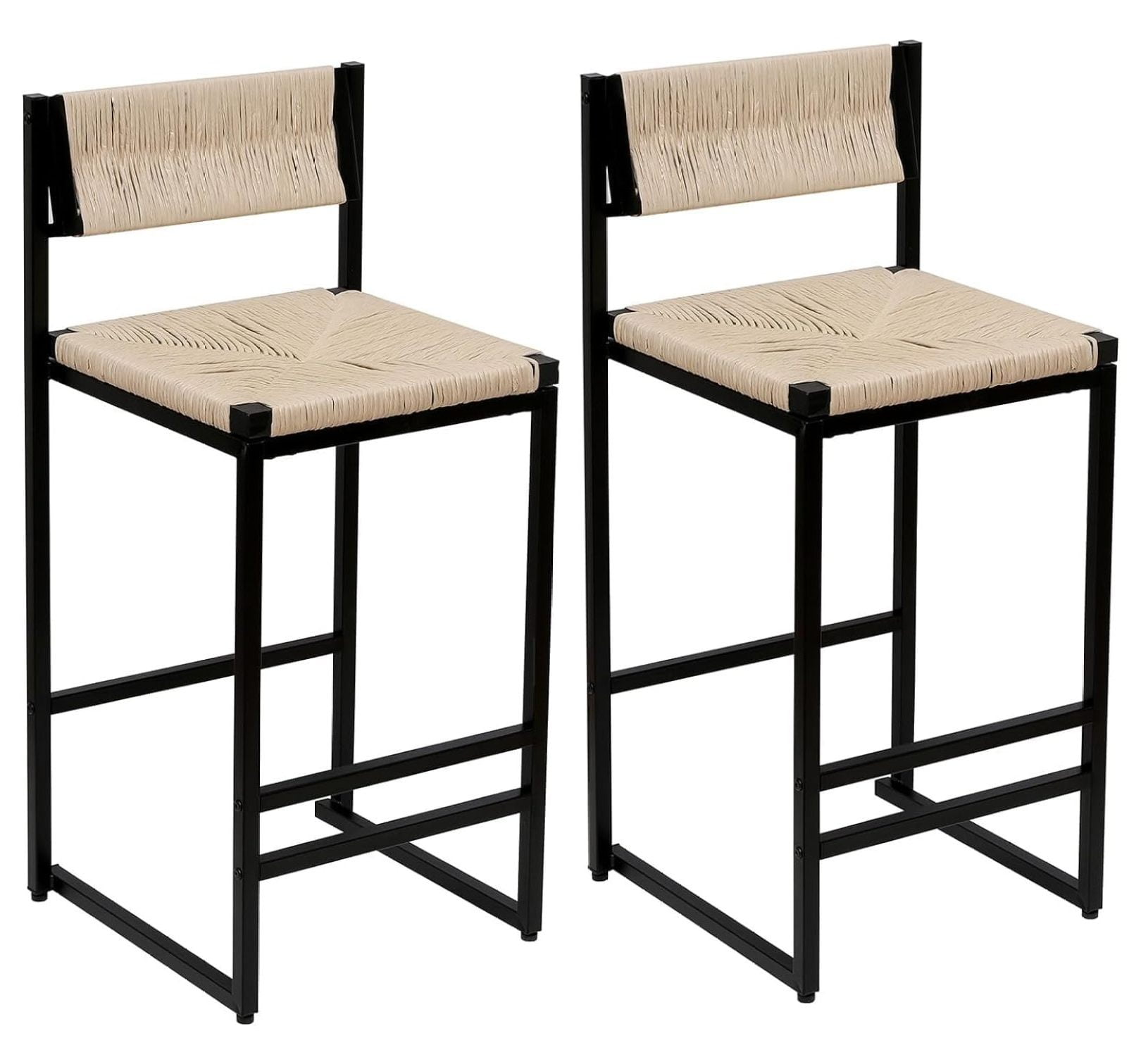 Counter Height Bar Stools, 34 inch Bar Height Stools,Paper Rope Woven ...