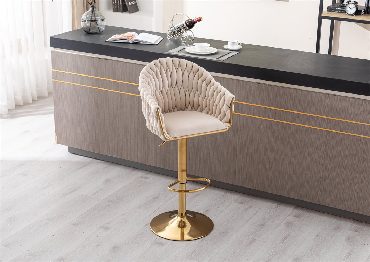 Counter Height Bar Stools, Height Adjustable Upholstered Dining Room ...