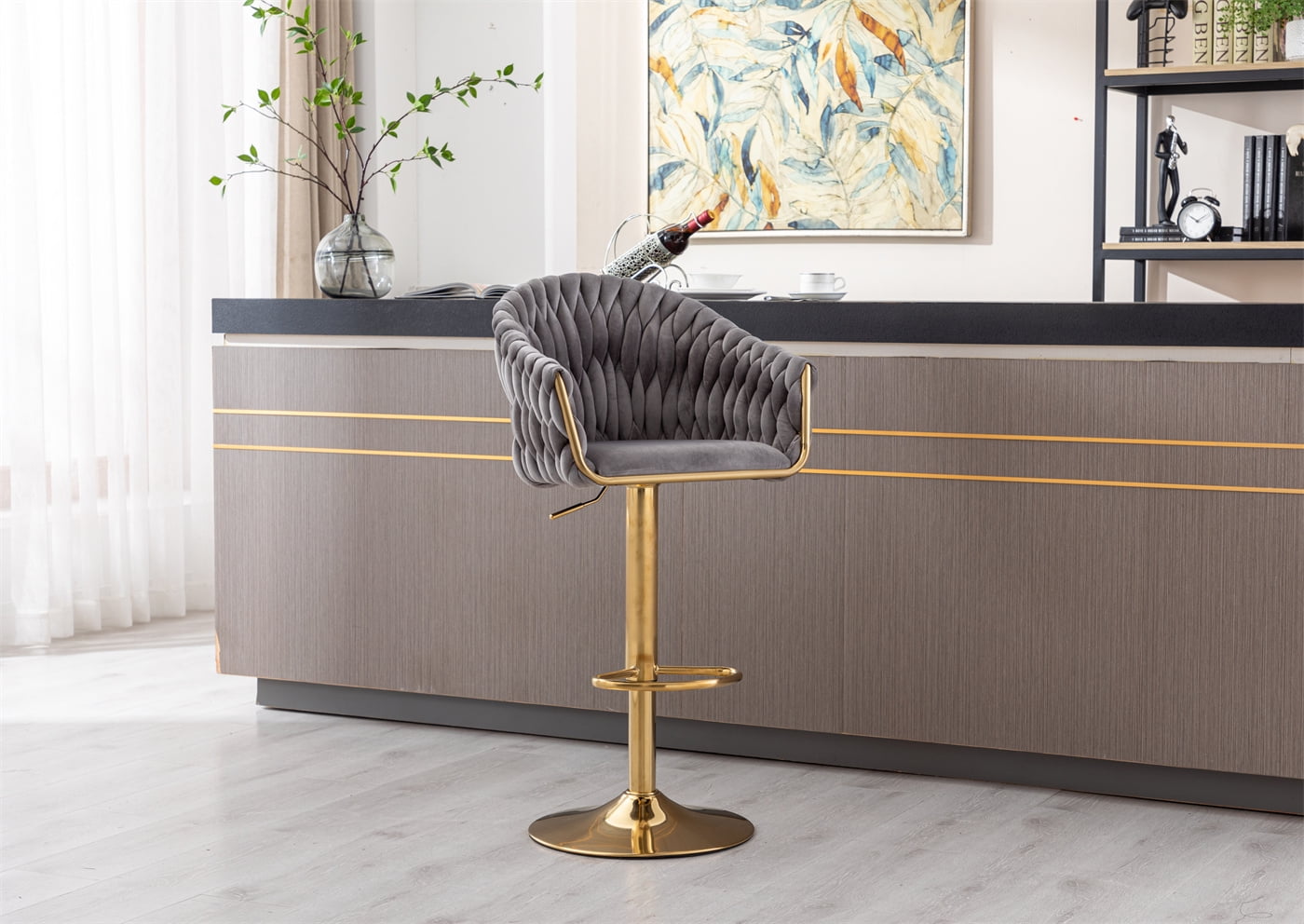 Counter Height Bar Stools, Height Adjustable Upholstered Dining Room ...