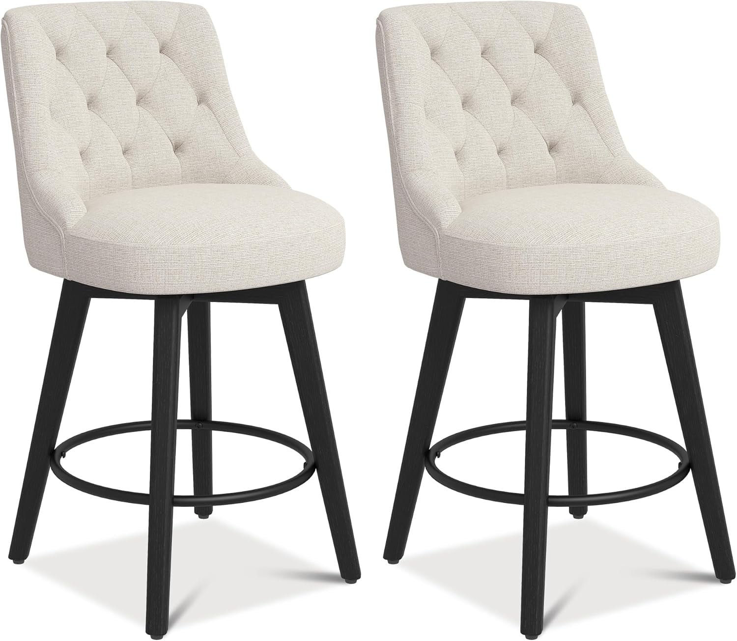 Counter Height Bar Stools with Back 26\u201CH Upholstered Swivel ...