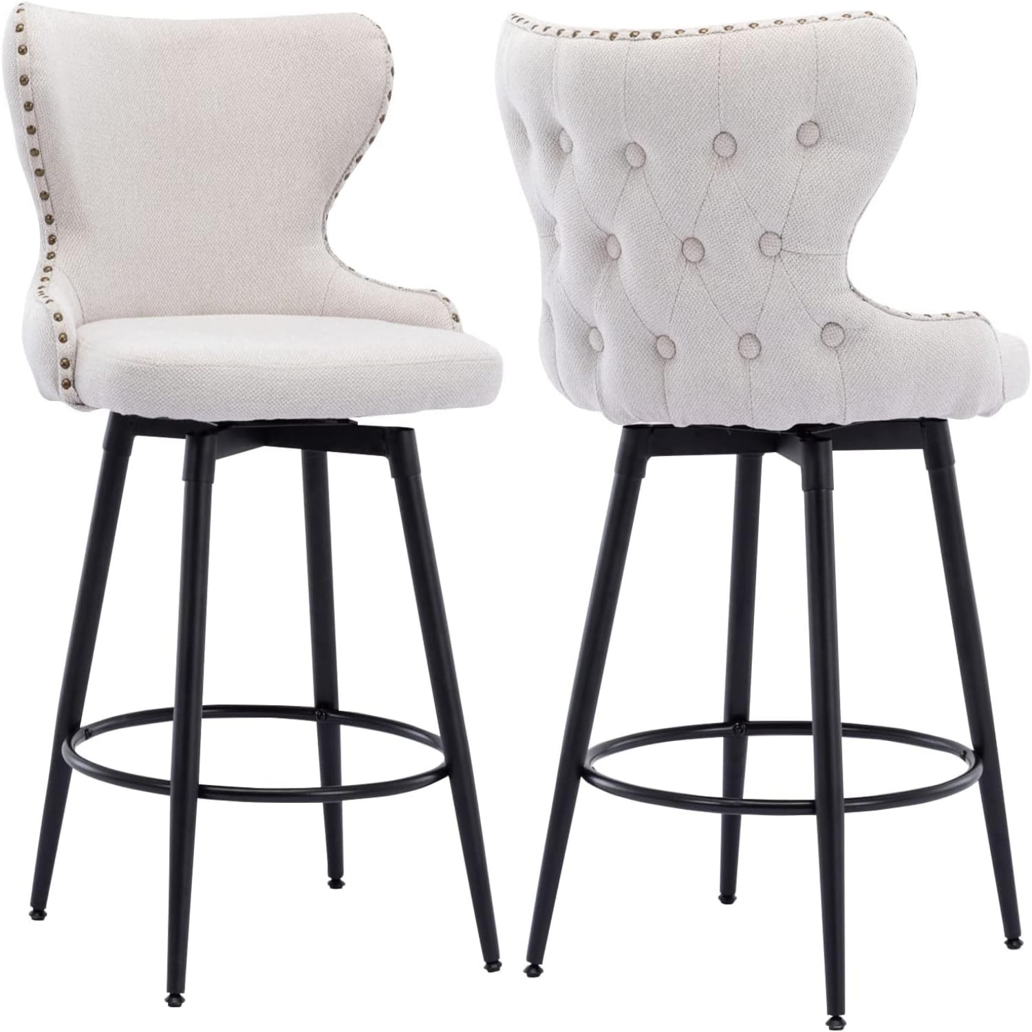 Counter Height Bar Stools Bar Stools with Back and Nailhead Linen ...