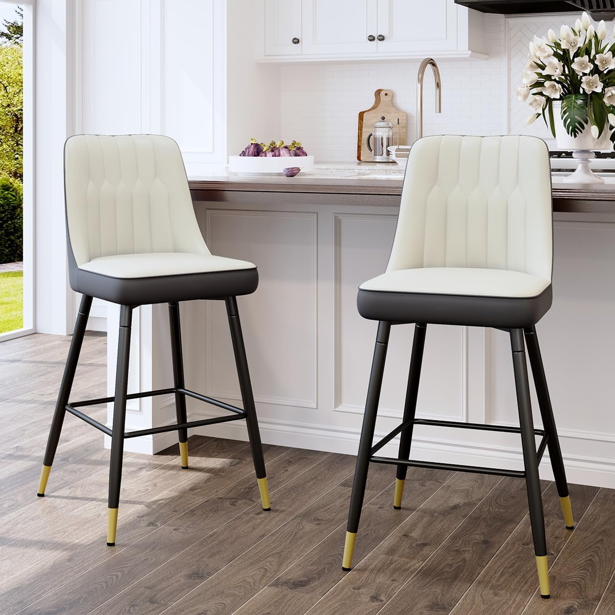 Counter Height Bar Stools Bar Stools Brown Faux Leather Barstools with ...