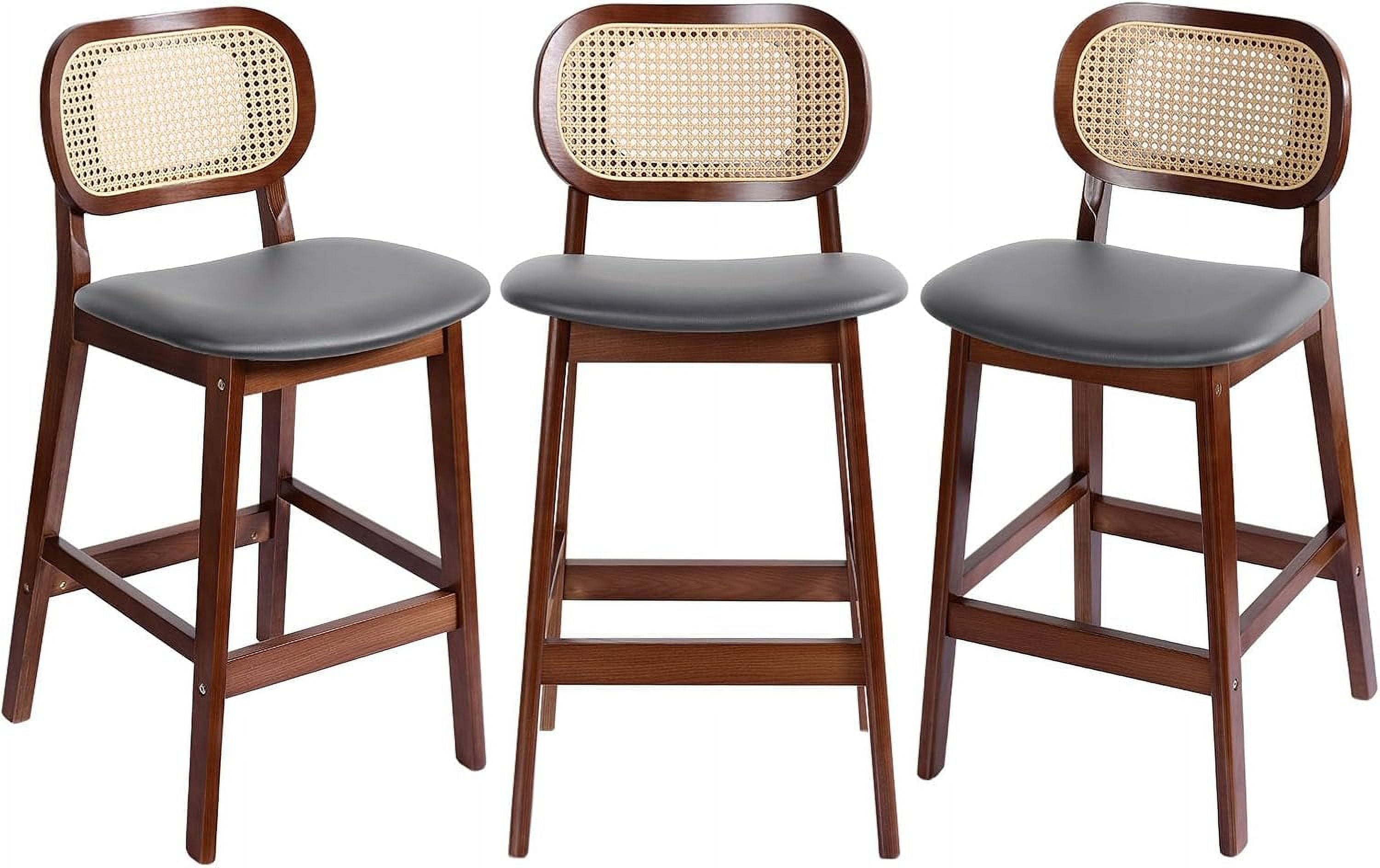 Counter Height Bar Stools Barstools with Back and Wood Frame Black ...