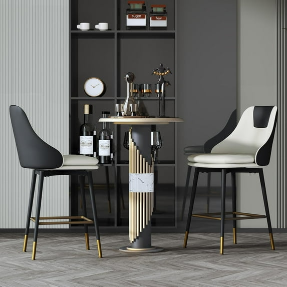 Counter Height Bar Stools with Full Back, 25 Inch Swivel Bar Stools Set ...