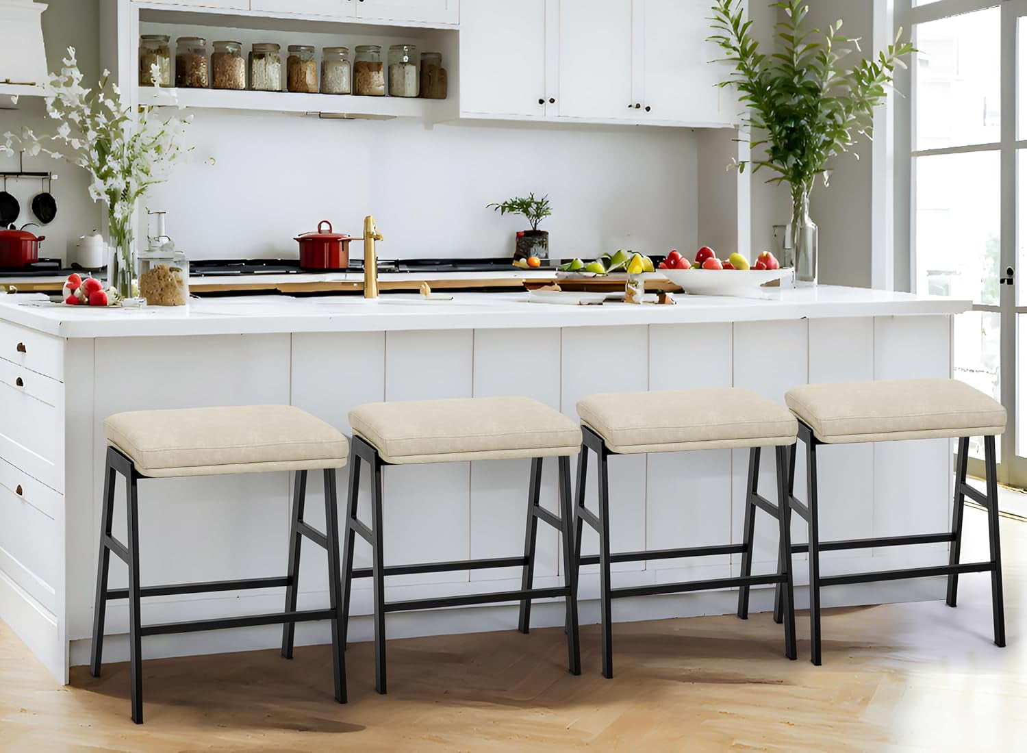 Counter Height Bar Stools for Kitchen Counter Modern Backless Barstools ...