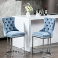 Counter Height Bar Stools / Modern Velvet, Button Back, Rivet Trim, 2 ...