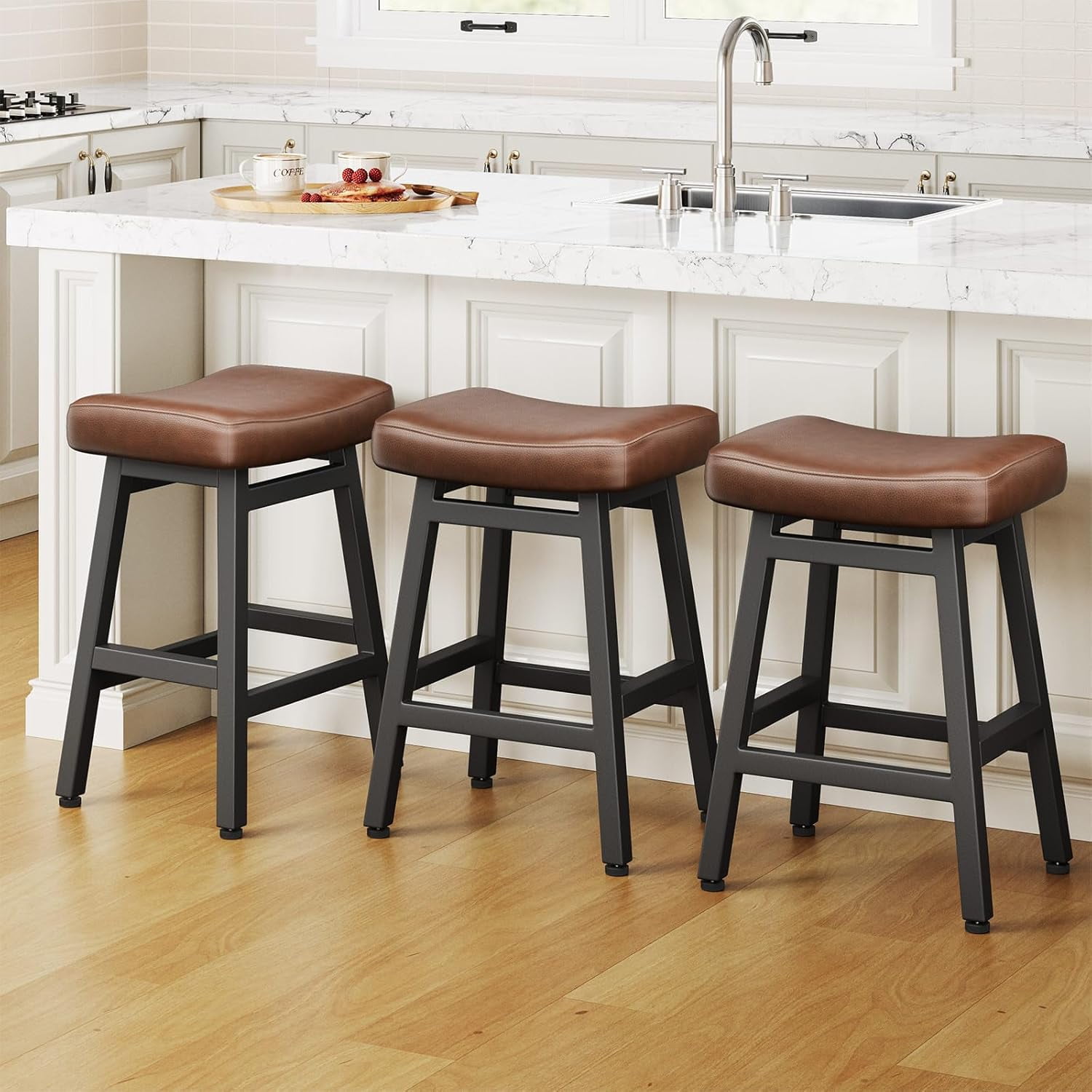 Counter Height Bar Stools Set of 2, 24 Inch Barstools for Kitchen ...