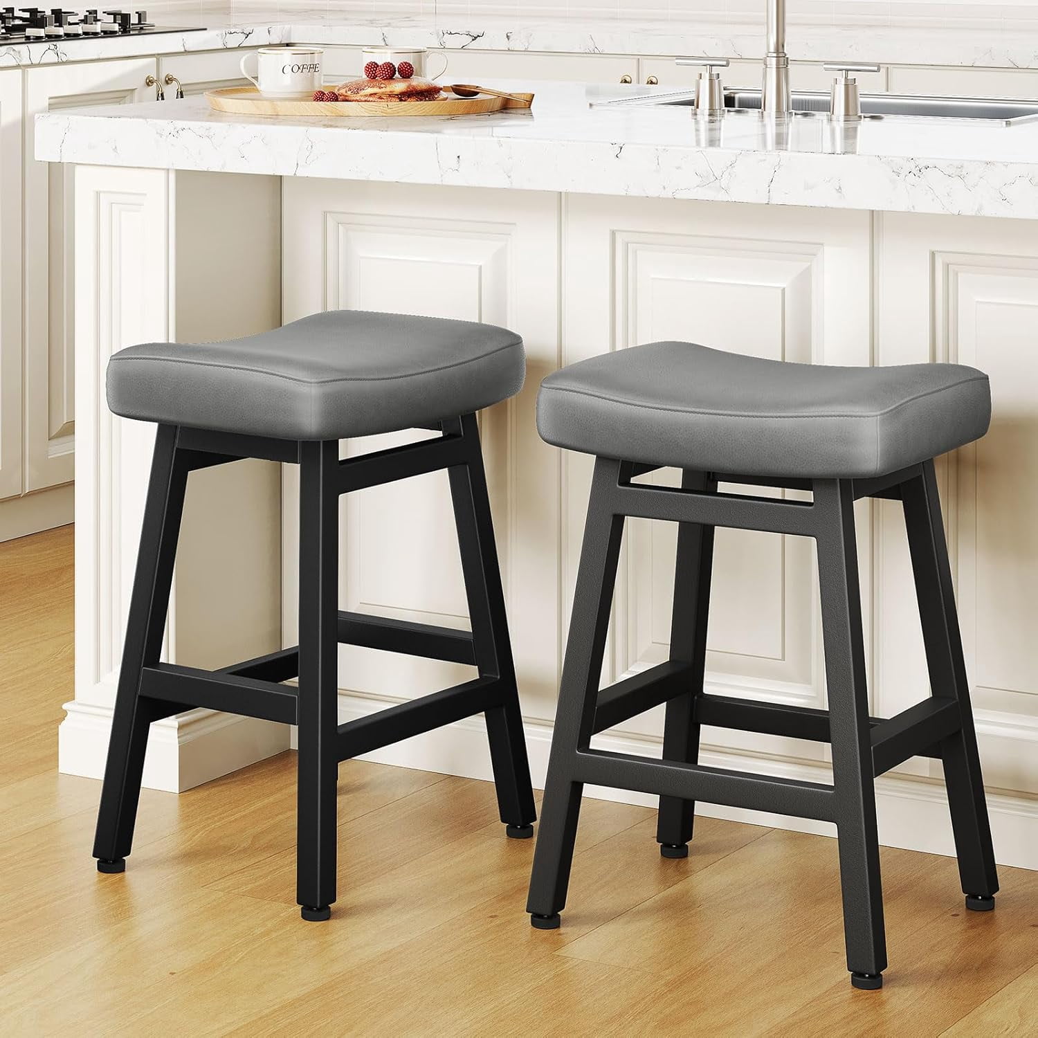 Counter Height Bar Stools Set of 2, 24 Inch Barstools for Kitchen ...