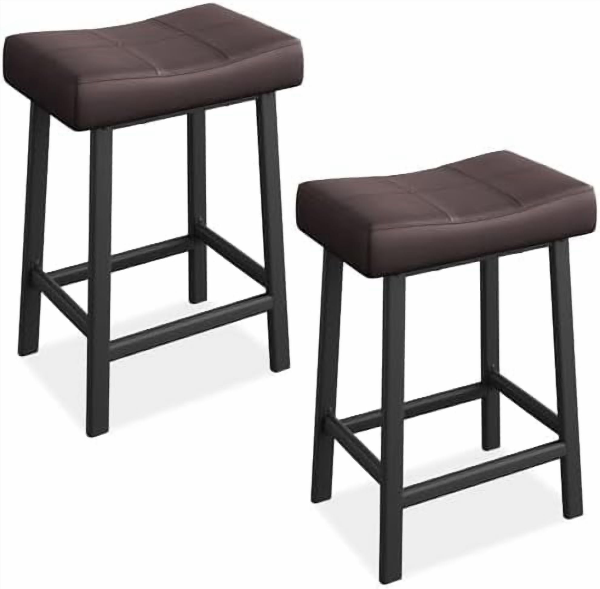 Counter Height Bar Stools Set of 2, 24 Inch Brown Barstools for Kitchen ...