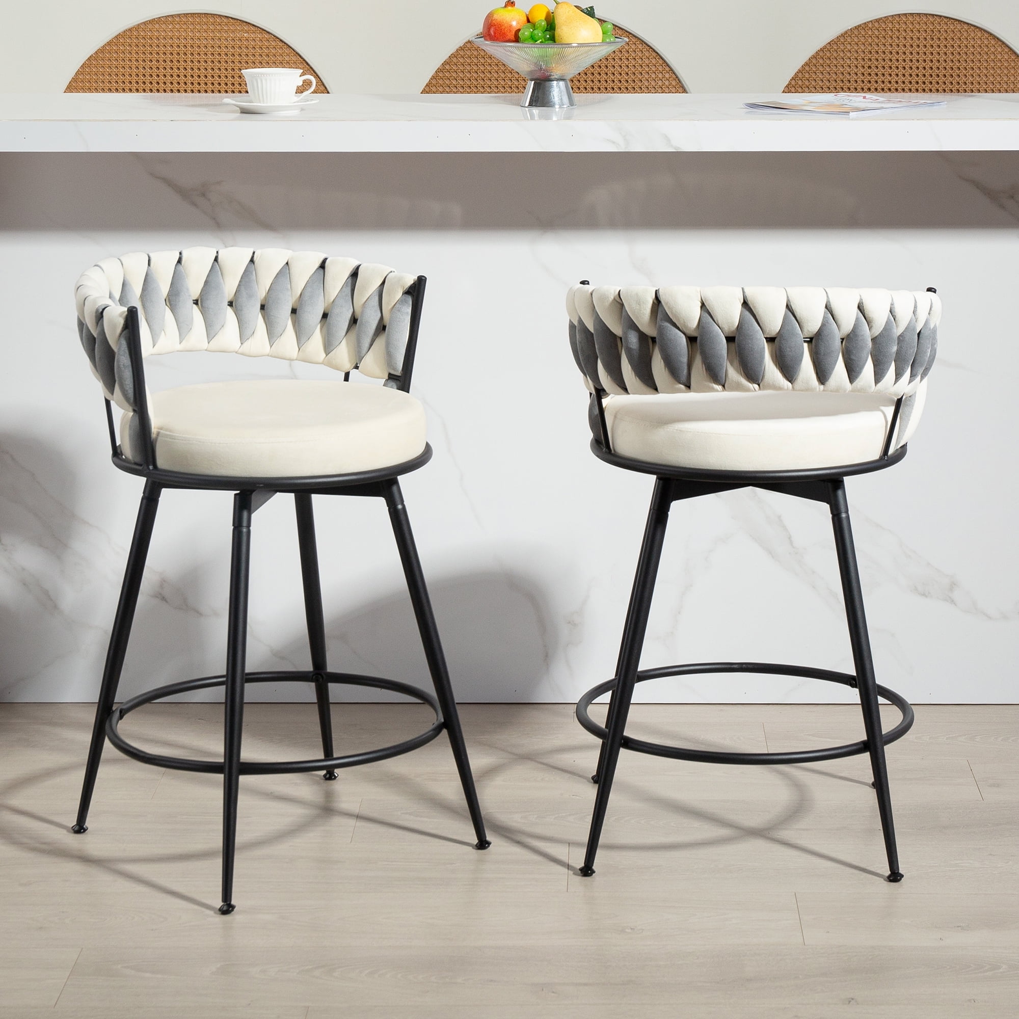 Counter Height Bar Stools Set of 2, 24 inch Seat Height Bar Stools, 360 ...