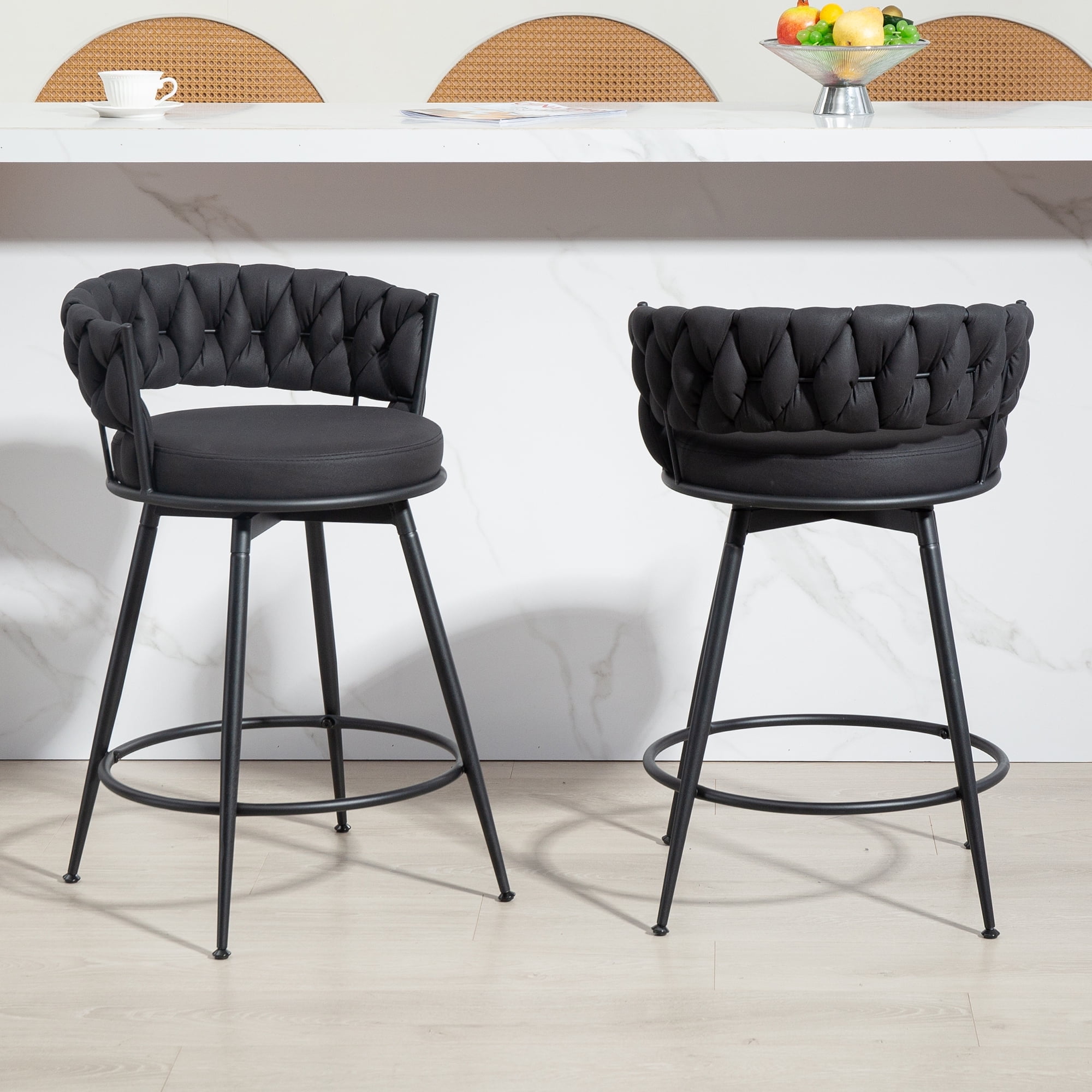 Counter Height Bar Stools Set of 2, 24 inch Seat Height Bar Stools, 360 ...
